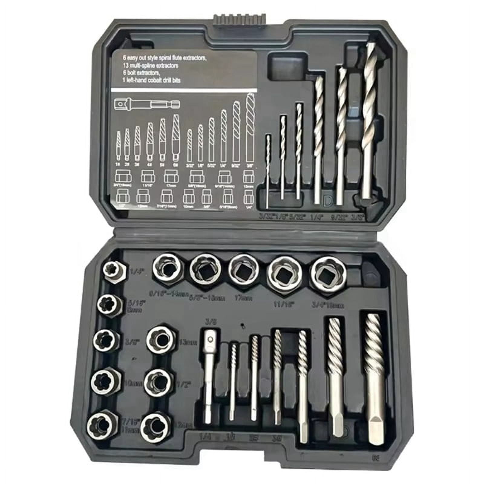 26Pcs Screw Extractor Center Drill Bit Guide Set Broken Damaged Remover ...