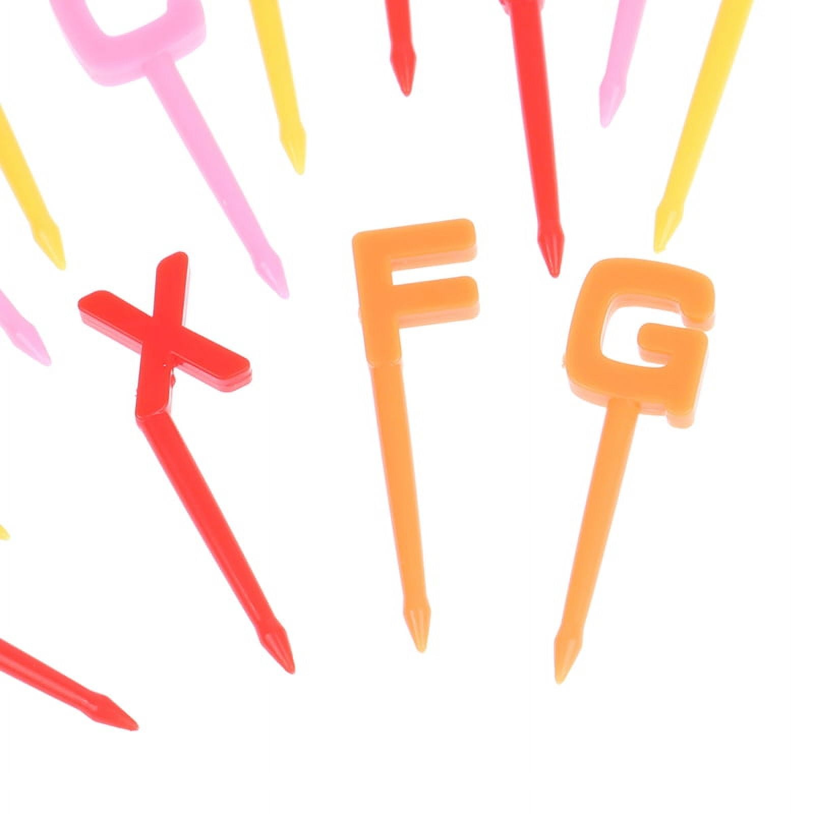 26Pcs/Set Cartoon Alphabet Fruit Fork Plastic Small Fork Sweet Mouth ...