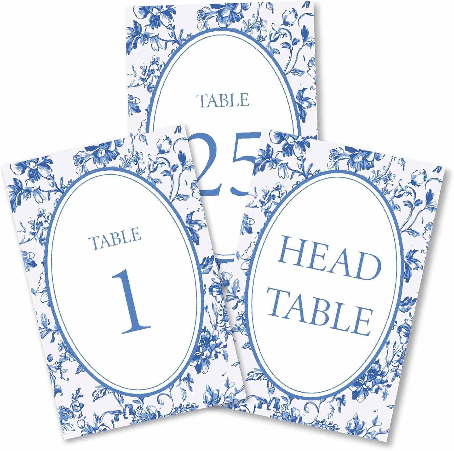 26Pcs Wedding Table Number Cards 1-25 Blue Floral Table Numbers ...