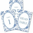 26Pcs Wedding Table Number Cards 1-25 Blue Floral Table Numbers ...