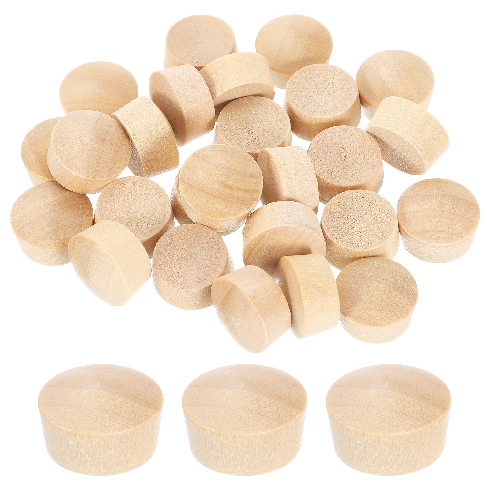 26Pcs Wood Button Plugs, 14mm/0.55" Flat Head Hardwood Screw Hole Plug ...