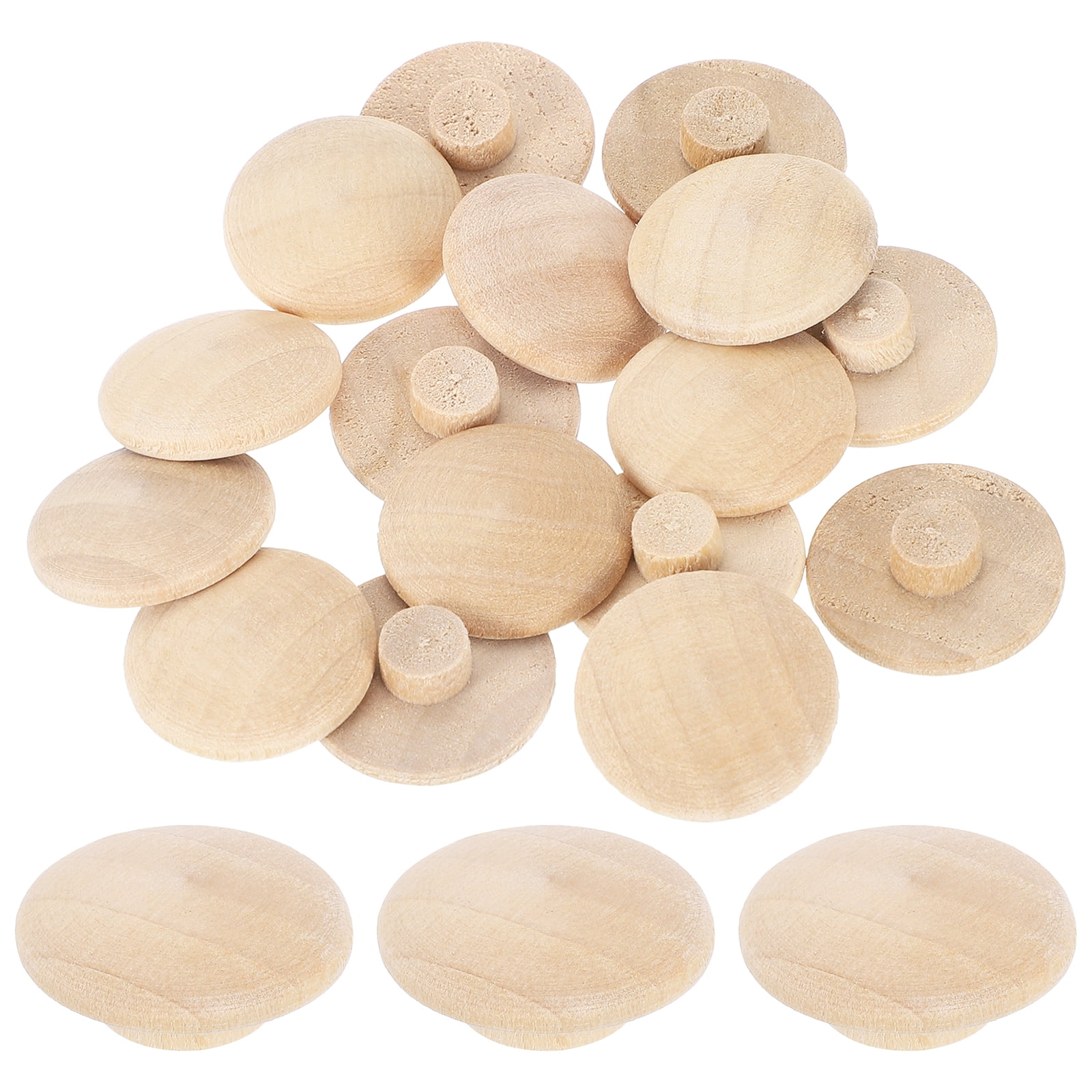26Pcs Wood Button Plugs, 7mm/0.28" Hardwood Screw Hole Plug Mushroom ...