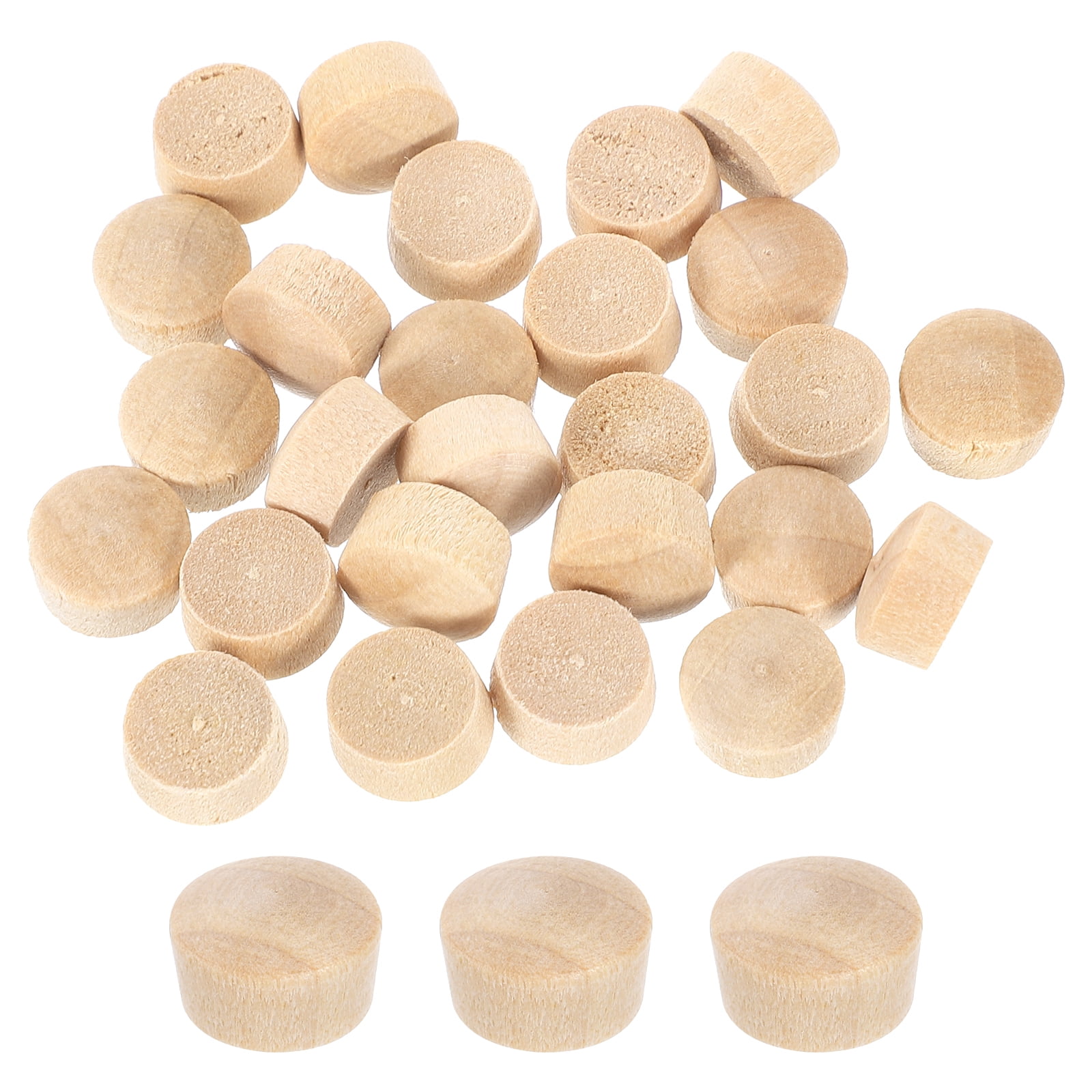 26Pcs Wood Button Plugs, 9mm/0.35" Flat Head Hardwood Screw Hole Plug ...