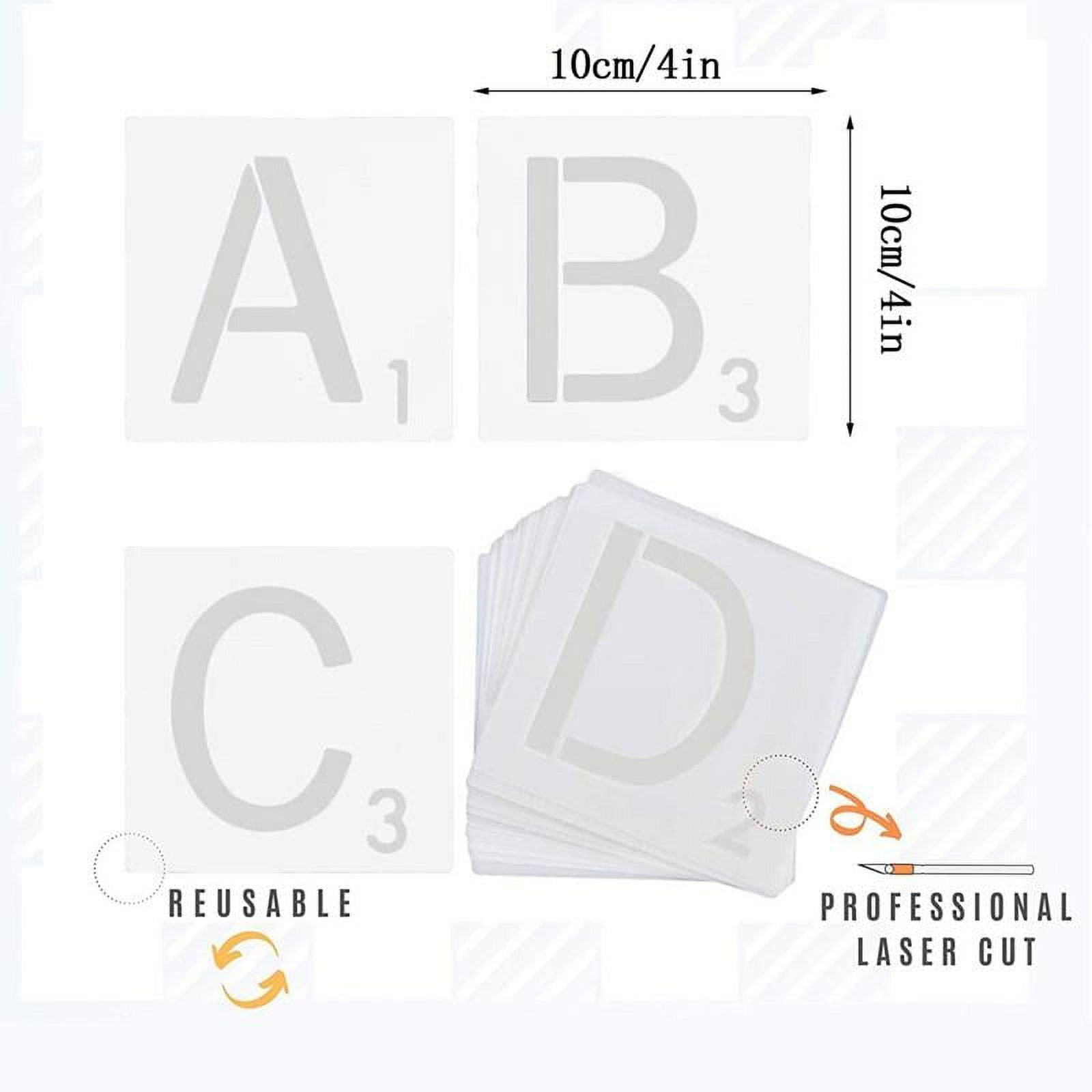 26Pcs/set Reusable Scrabble Style Tile Stencil Letters Stencil Template ...