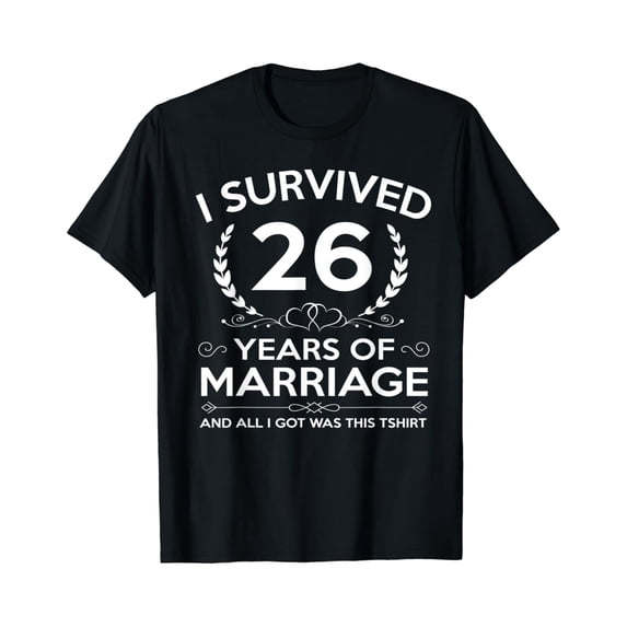 26Th Wedding Anniversary Gifts Couples Husband Wife 26 Years T-Shirt ...