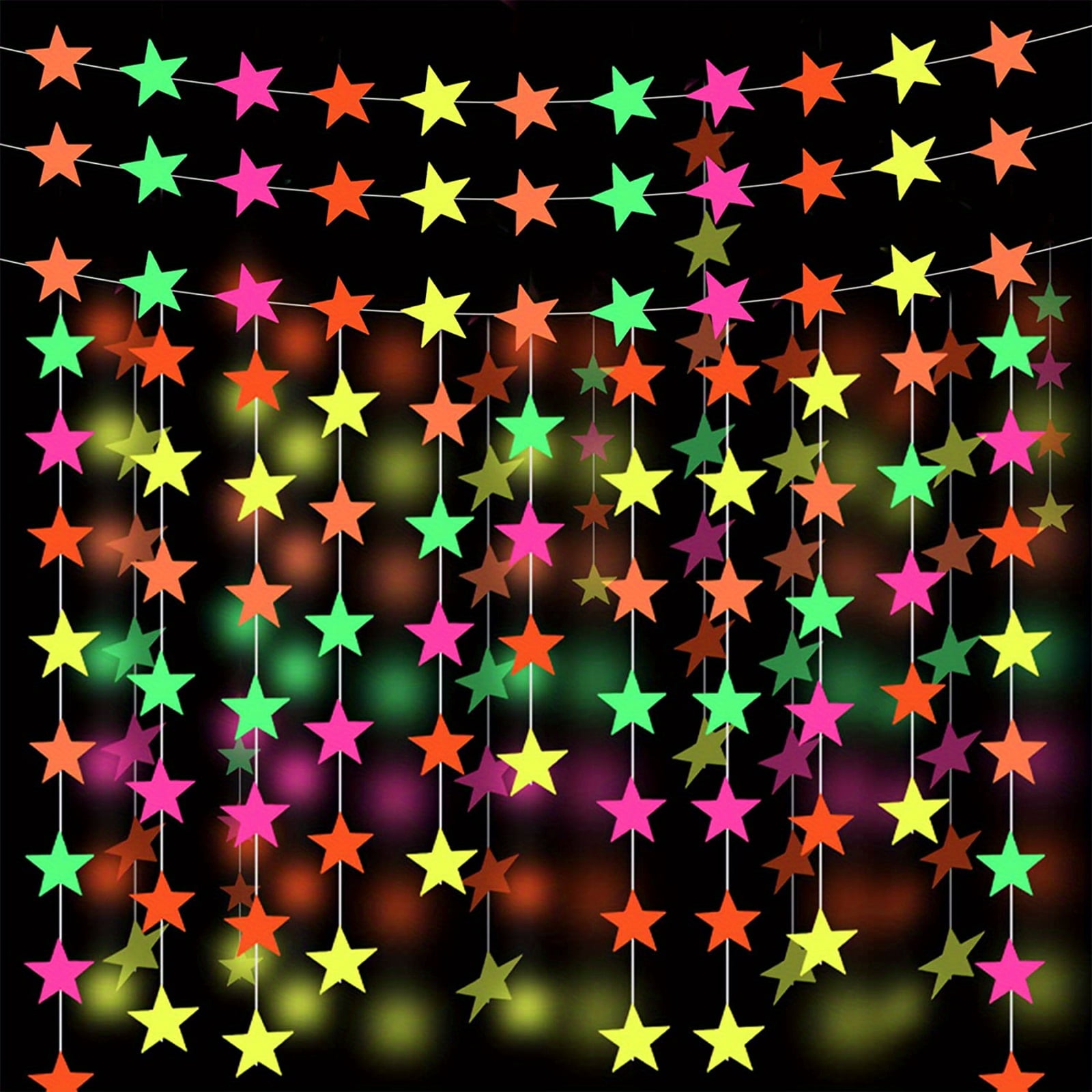26feet Paper UV Round Dot Neon Garland Blacklight Reactive Glow in The ...