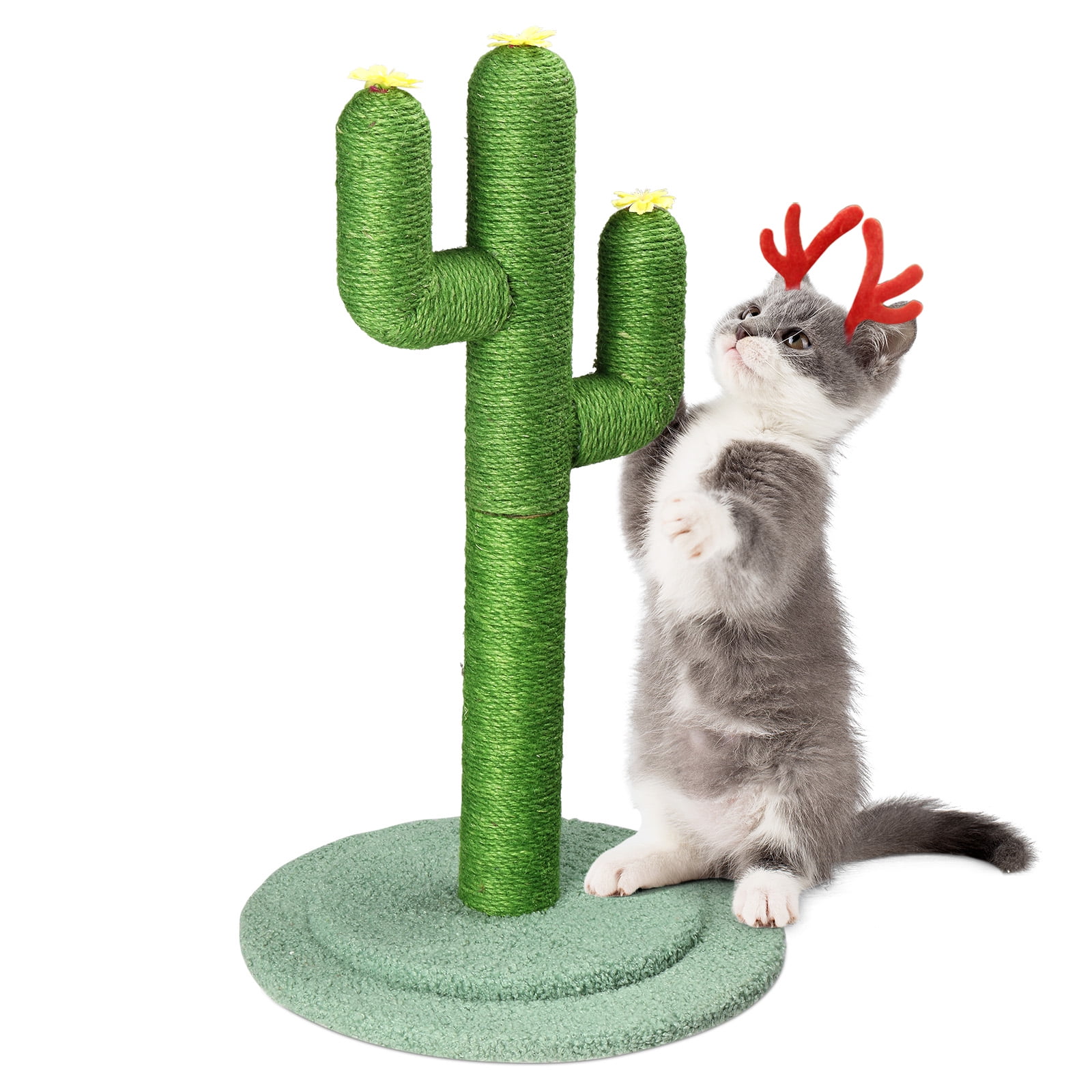 26in Cactus Cat Scratching Post, Cute Cat Scratcher with Natural Sisal ...