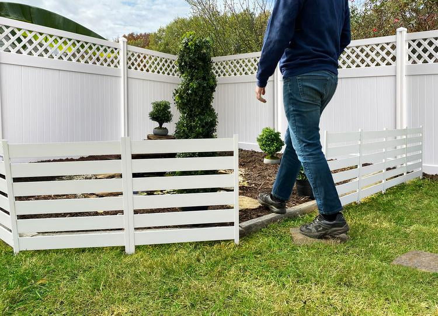 Zippity Outdoor Products No-Dig White Vinyl Maui Garden Fence Kit for ...