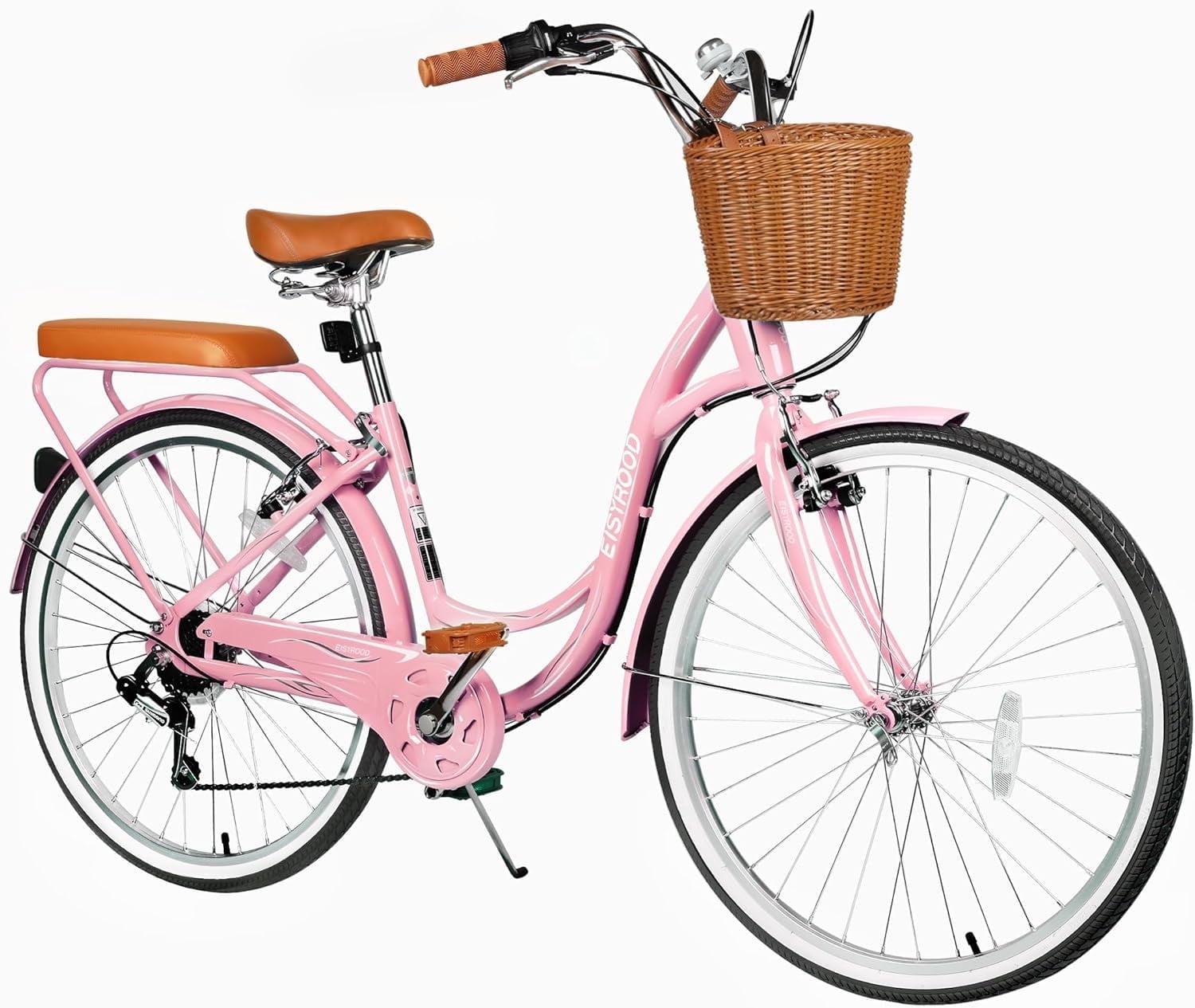 Gaonala 26inch Pink Women Cruiser Bike with Basket Hybrid City Commute ...