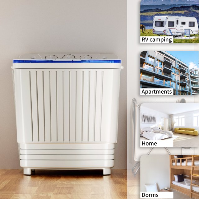 26lbs. Capacity Washer Twin Tub 2.33 cu.ft. Portable Washer & Dryer ...