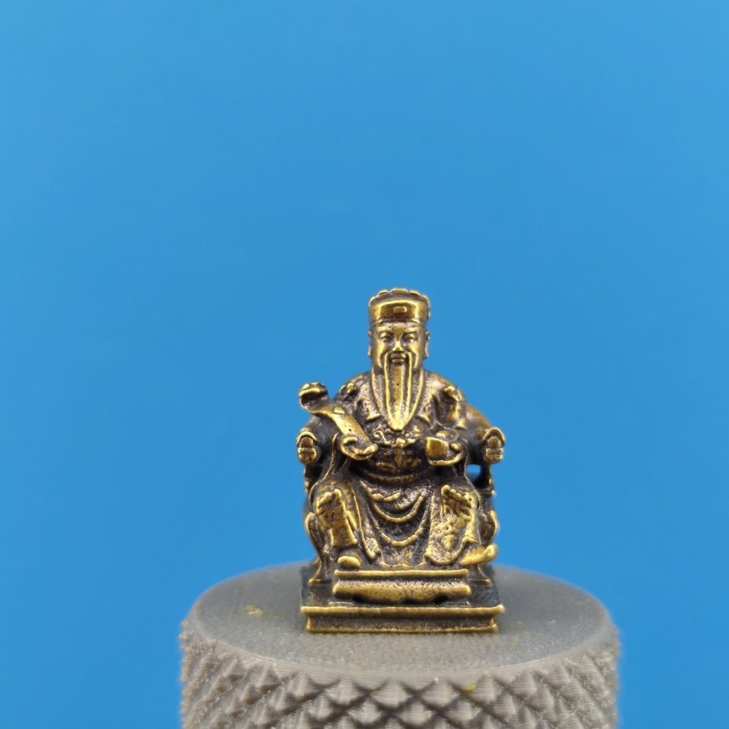 26mm Brass Wenwu God of Wealth Statue South Road Chai Rong Fulu Figurine for Home Office ...