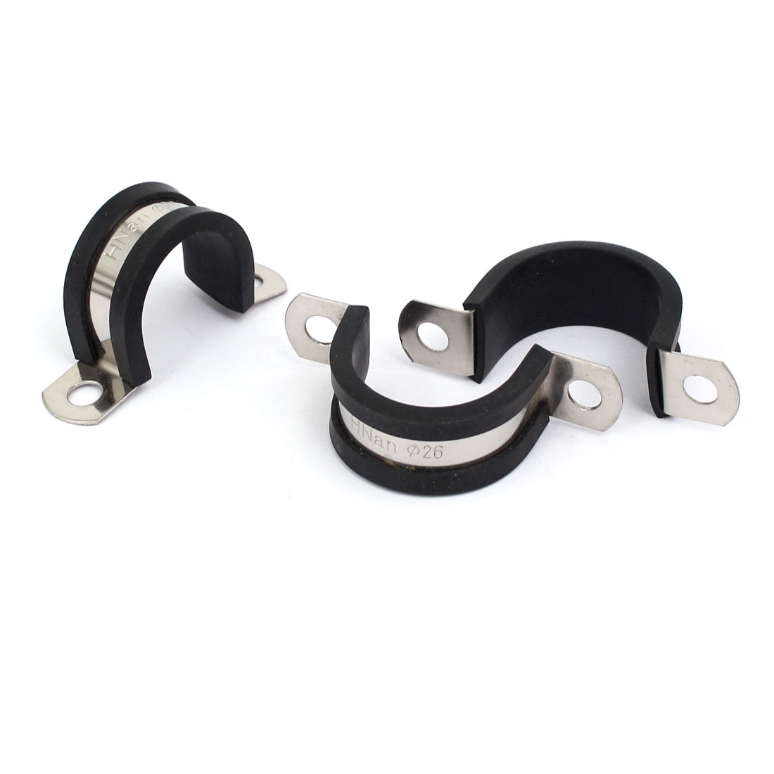26mm Dia EPDM Rubber Lined U Shaped Pipe Tube Wire Clamps Clips 3pcs ...