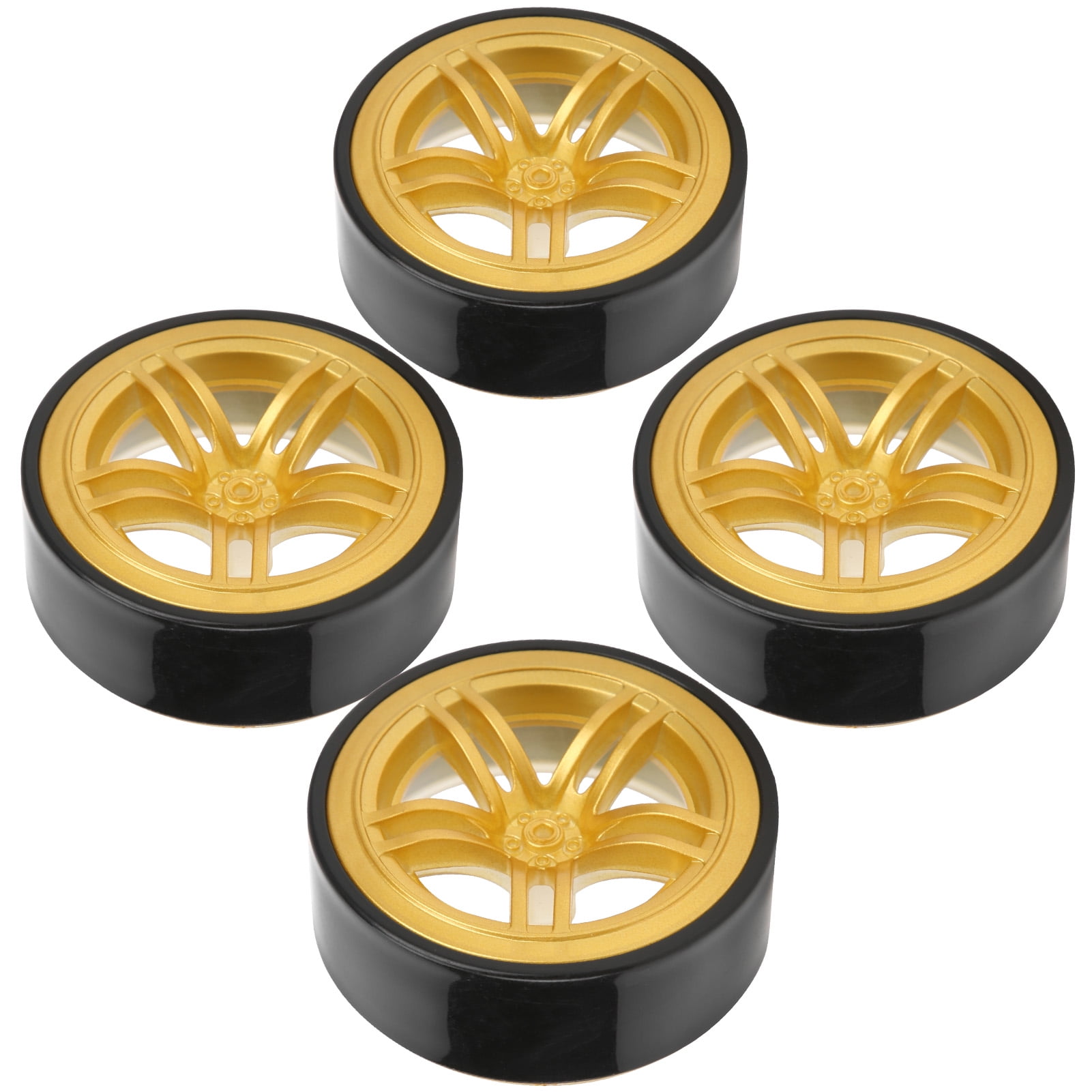 26mm RC Drift Car Tires, 4pcs RC 6 Spoke Plastic Wheel Rims with Rubber ...