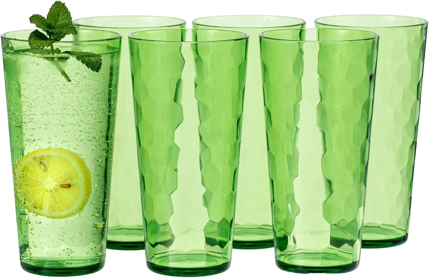26oz Acrylic Glasses Drinkware (Set of 6), Hammered Design Shatter ...