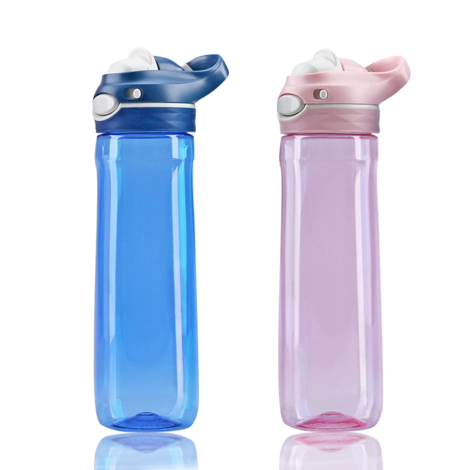 26oz Grey Water Bottle No Straw, Clear Bottles with Handle Easy Carried ...