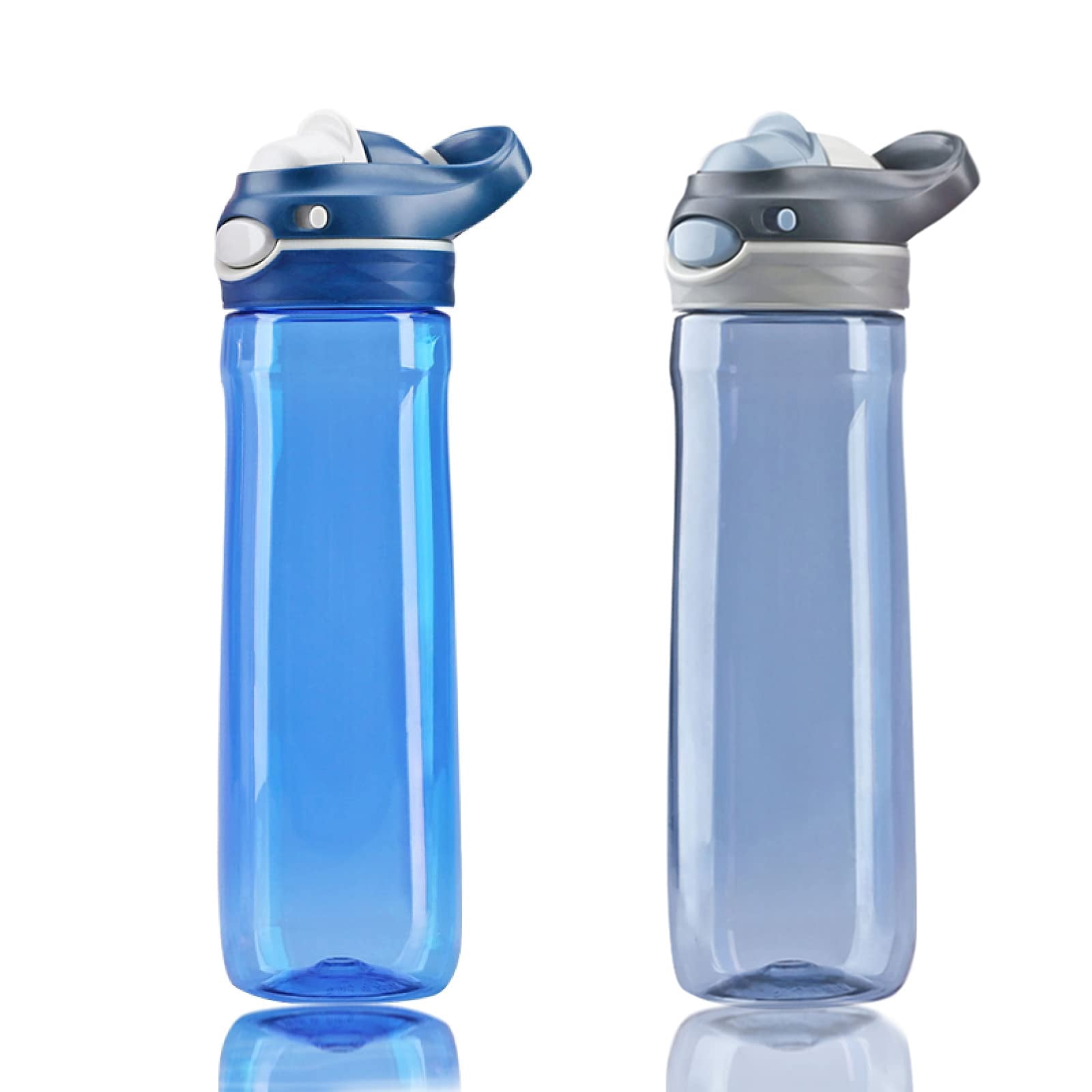 26oz Grey Water Bottle No Straw, Clear Bottles with Handle Easy Carried ...