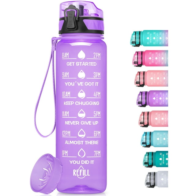 HydroPal Motivational Water Bottle 26oz with Time Marker BPA Free Tritan Reusable Water Jug Leak ...