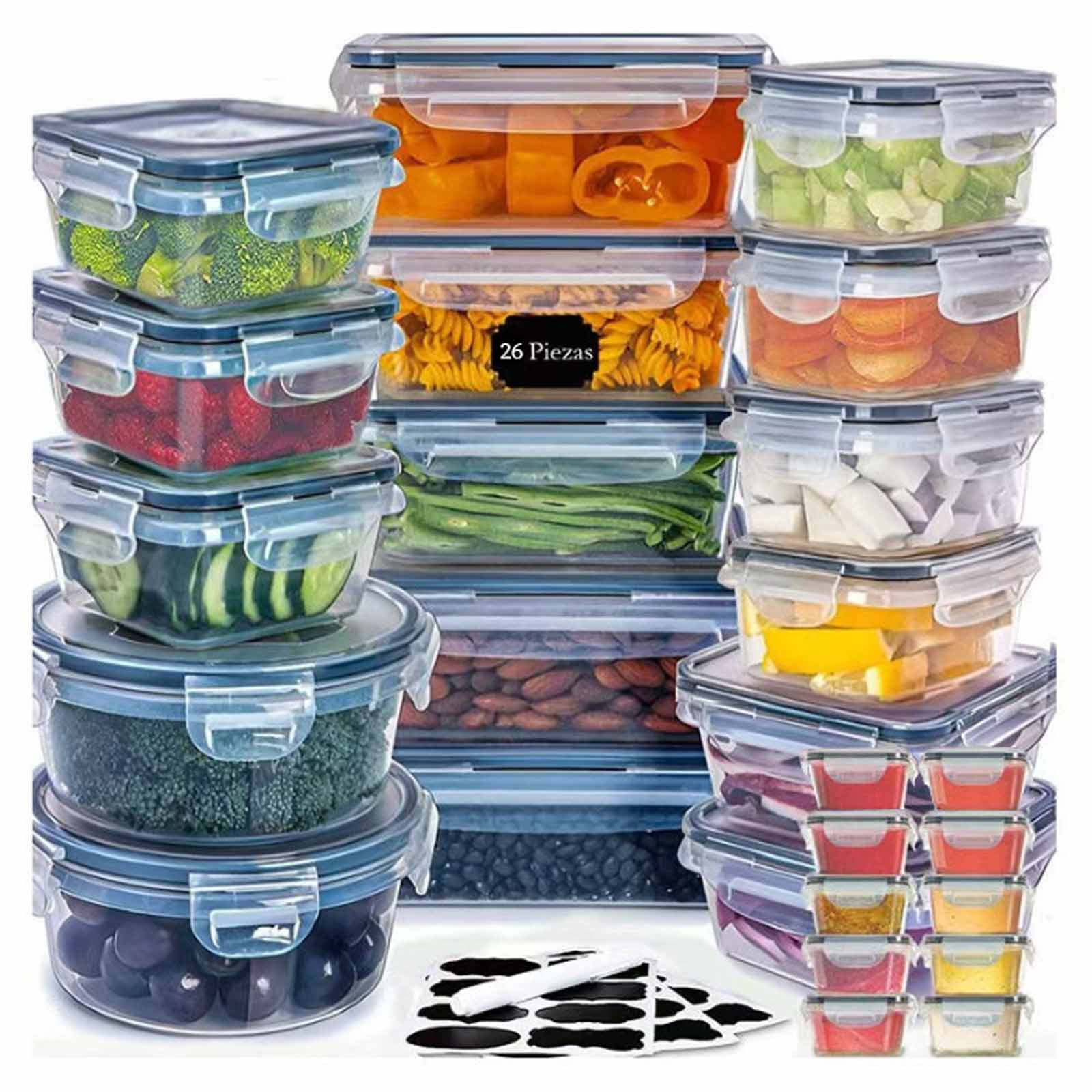 26pc Plastic Food Storage Containers with Lids, Airtight Plastic Meal ...