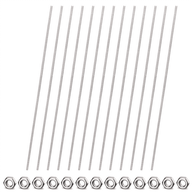 26pcs 8/32Inch Threaded Rods and Hex Nuts, 12Inch Stainless Steel Fully ...