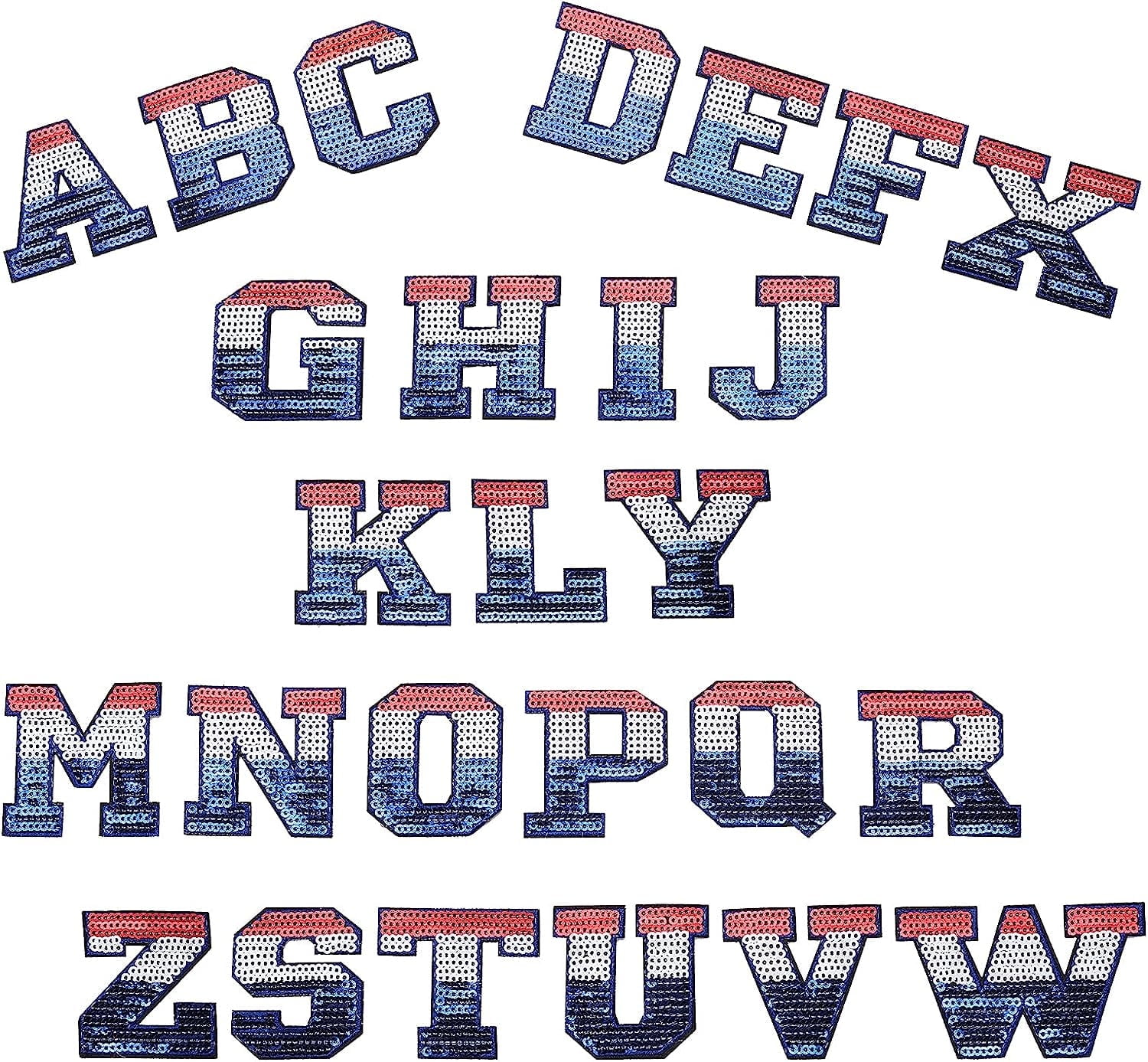 26pcs Alphabet Patches Sew on Letter Cloth Iron on Patch Sequins ...