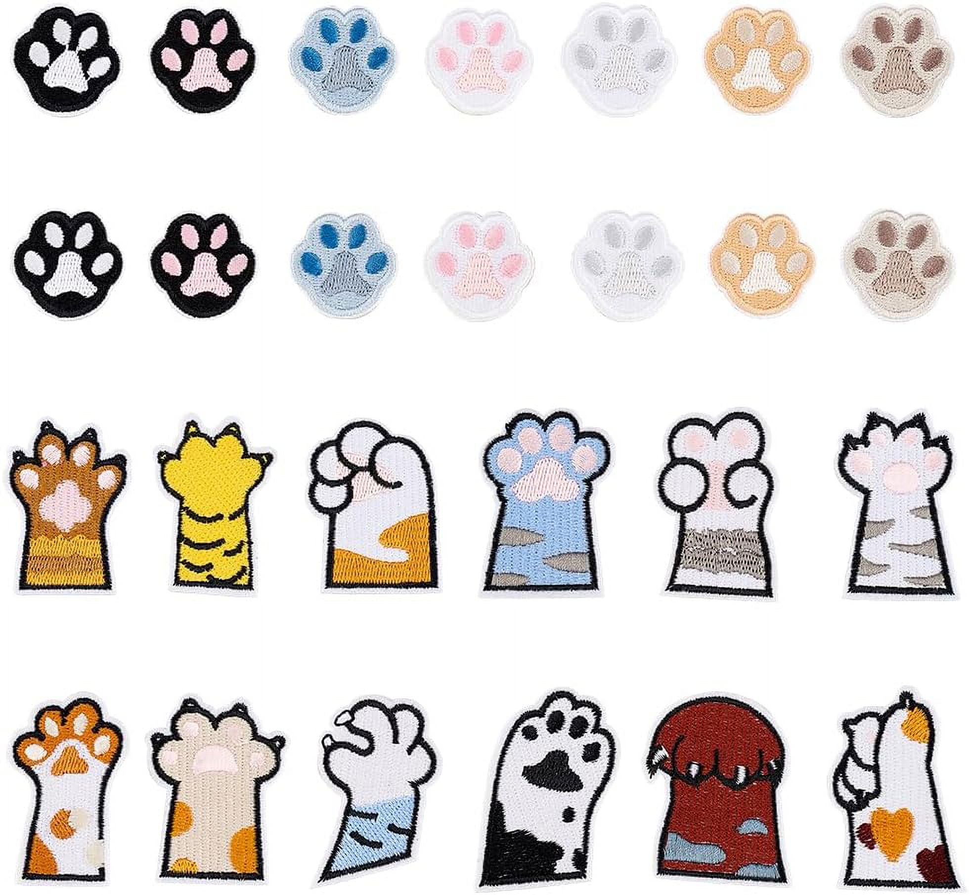 26pcs Cat Paw Print Patches Paw Footprint Self-Adhesive Patches Iron on ...