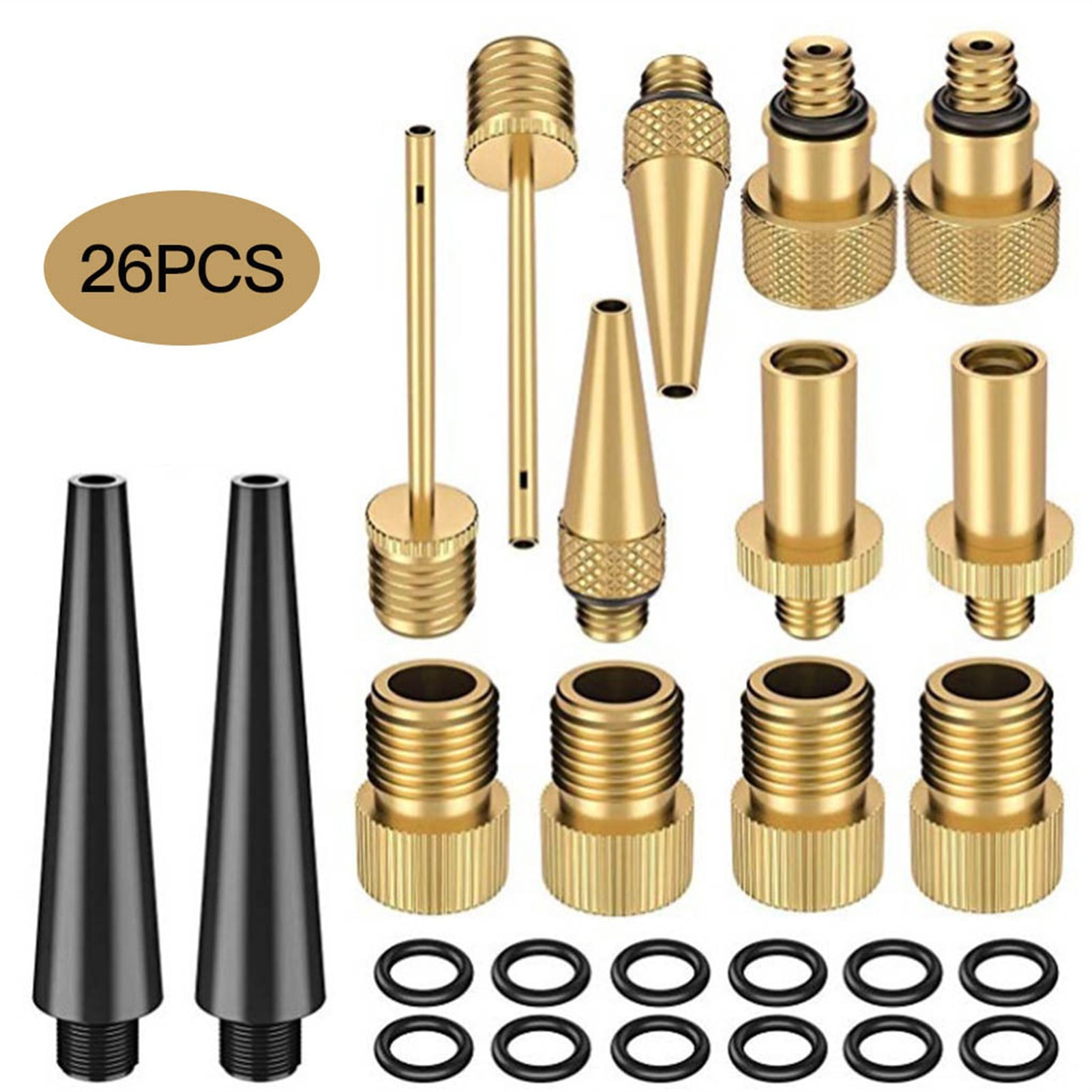 26pcs-Copper Bicycle Valve Adapter Set Bike Tire Pump Adapter Kit ...