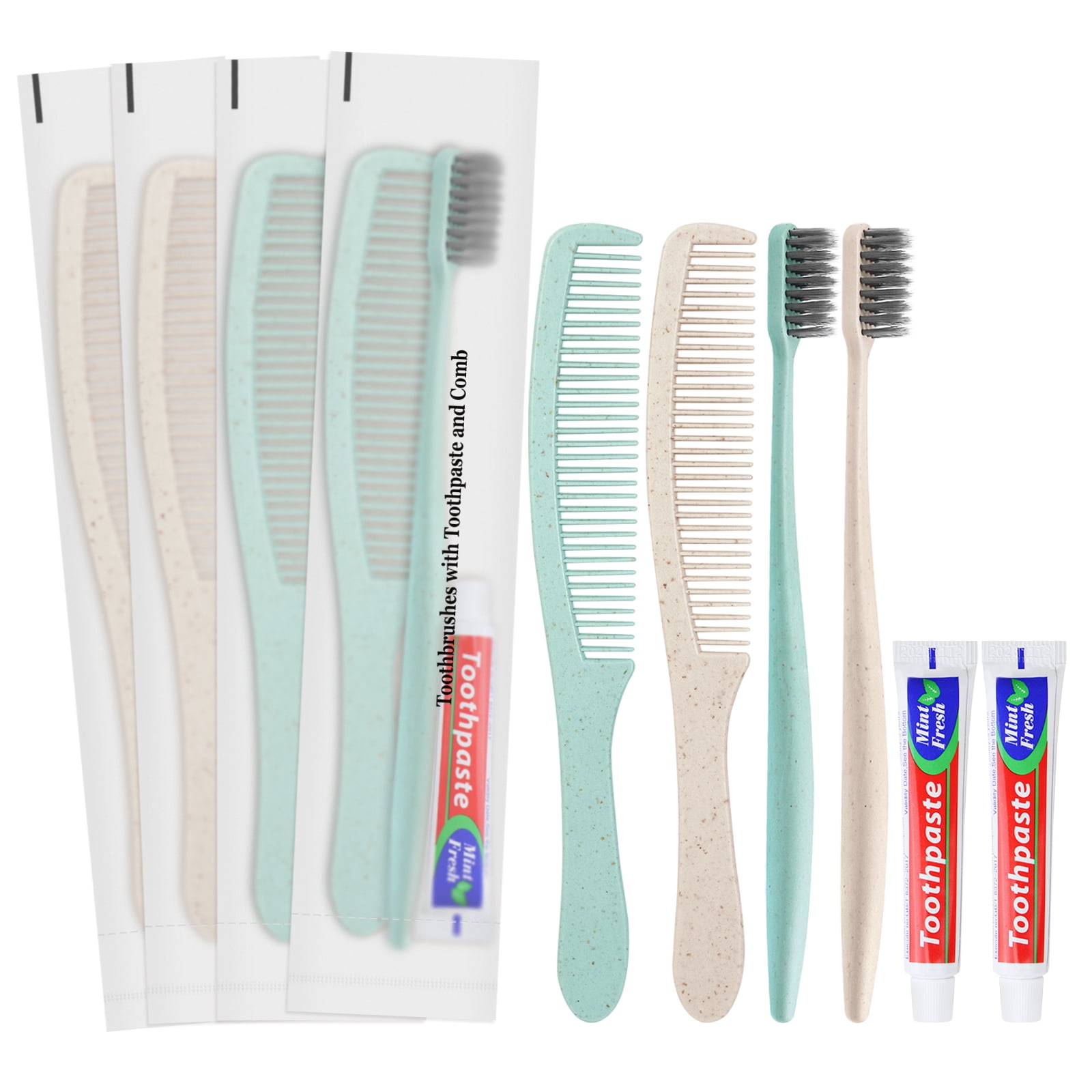 26pcs Disposable Toothbrushes with Toothpaste and Comb,10g Toothpaste ...