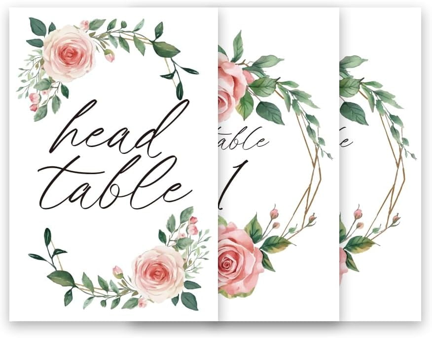 26pcs Floral Table Numbers 5.9x3.9 Inch Flower Wreath Table Number ...