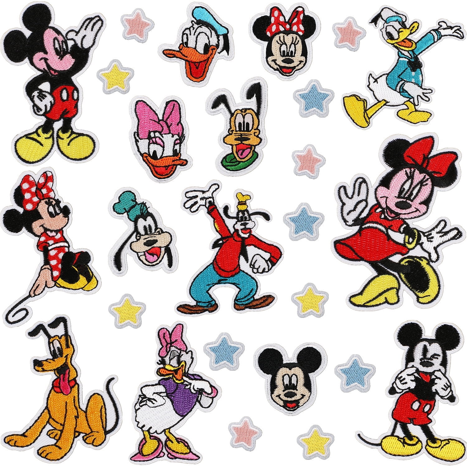 Queenwiff 26pcs Mickey Cartoon Iron On Patches for Clothes, Embroidered ...