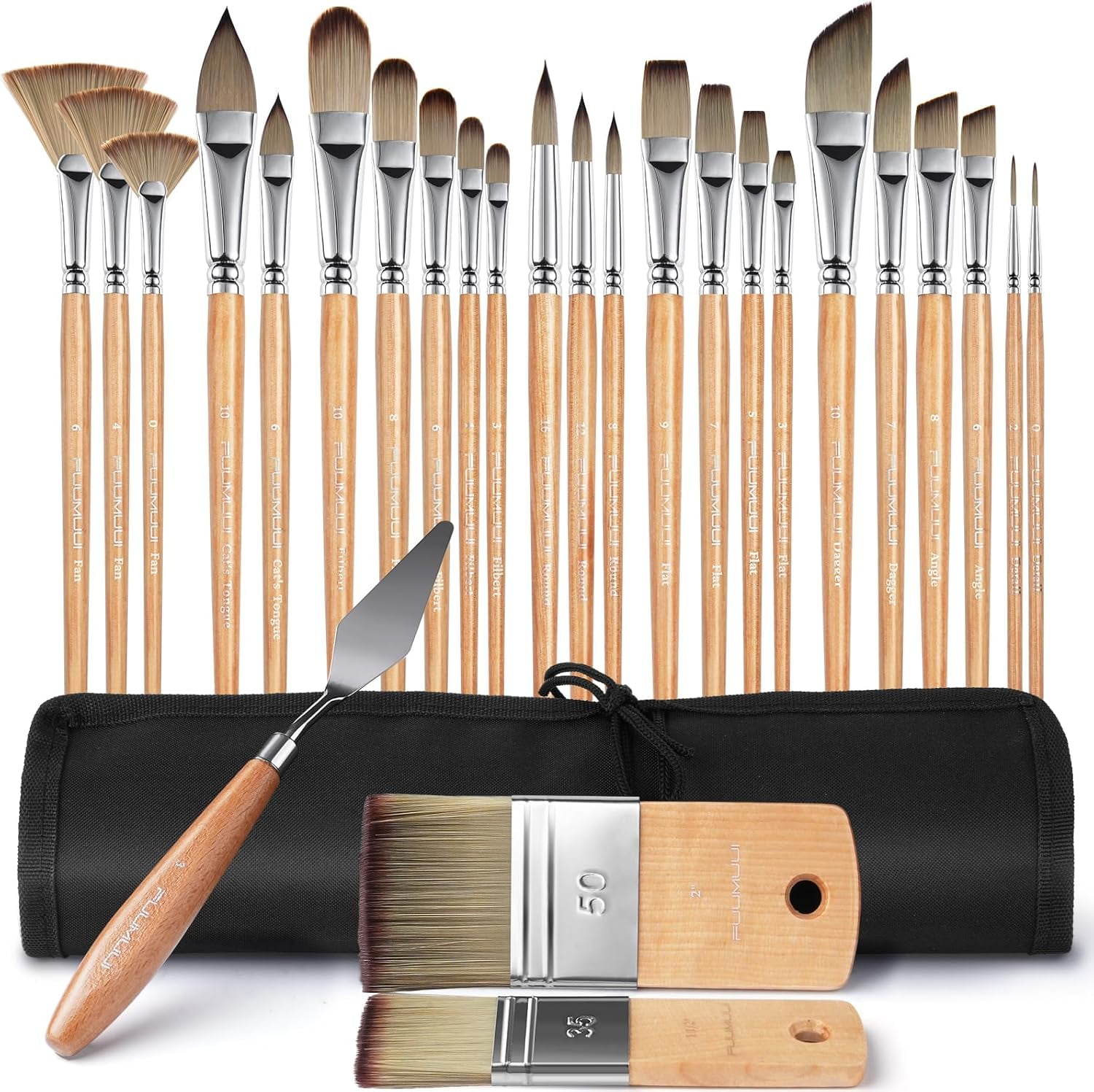 26pcs Paint Brushes, Professional Acrylic Paint Brush Set Artists ...