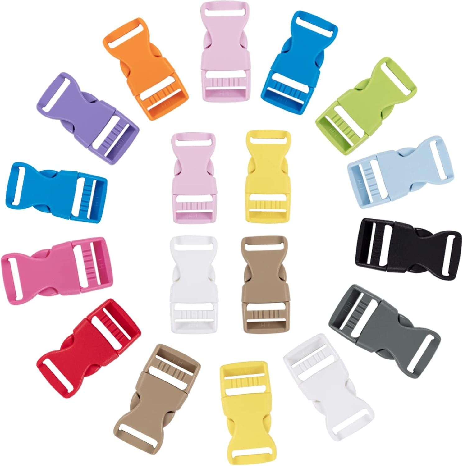26pcs Side Quick Release Plastic Buckles 1 Inch Adjustable Colorful ...