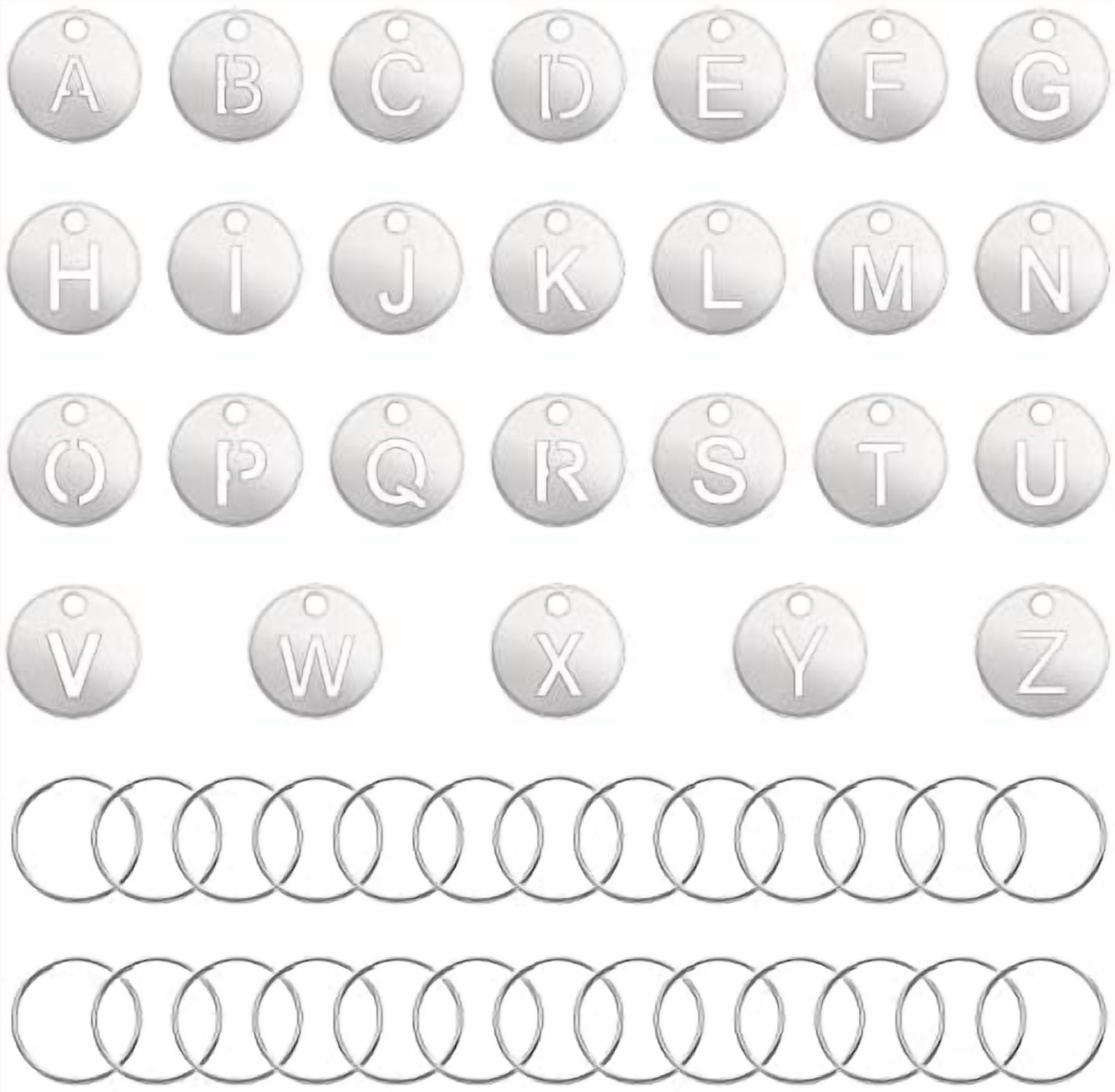 26pcs Silver A-Z Alphabet Letter Number Tags Stainless Steel Numbered ...