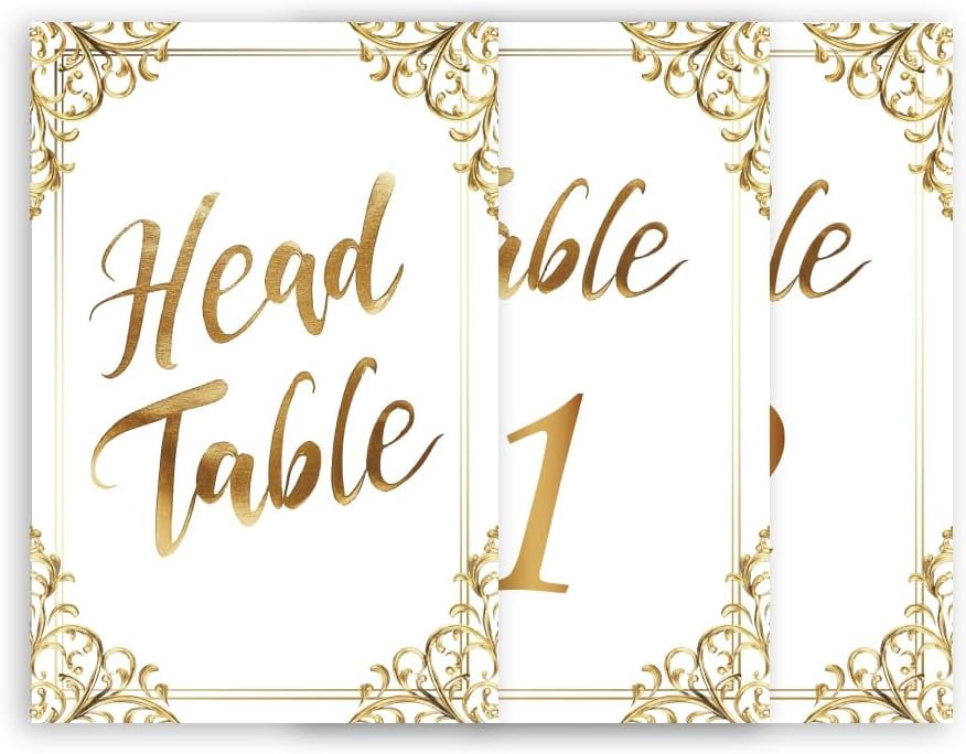 26pcs Table Numbers 5.9x3.9 Inch Gold Foil Table Number Cards 1-25 with ...