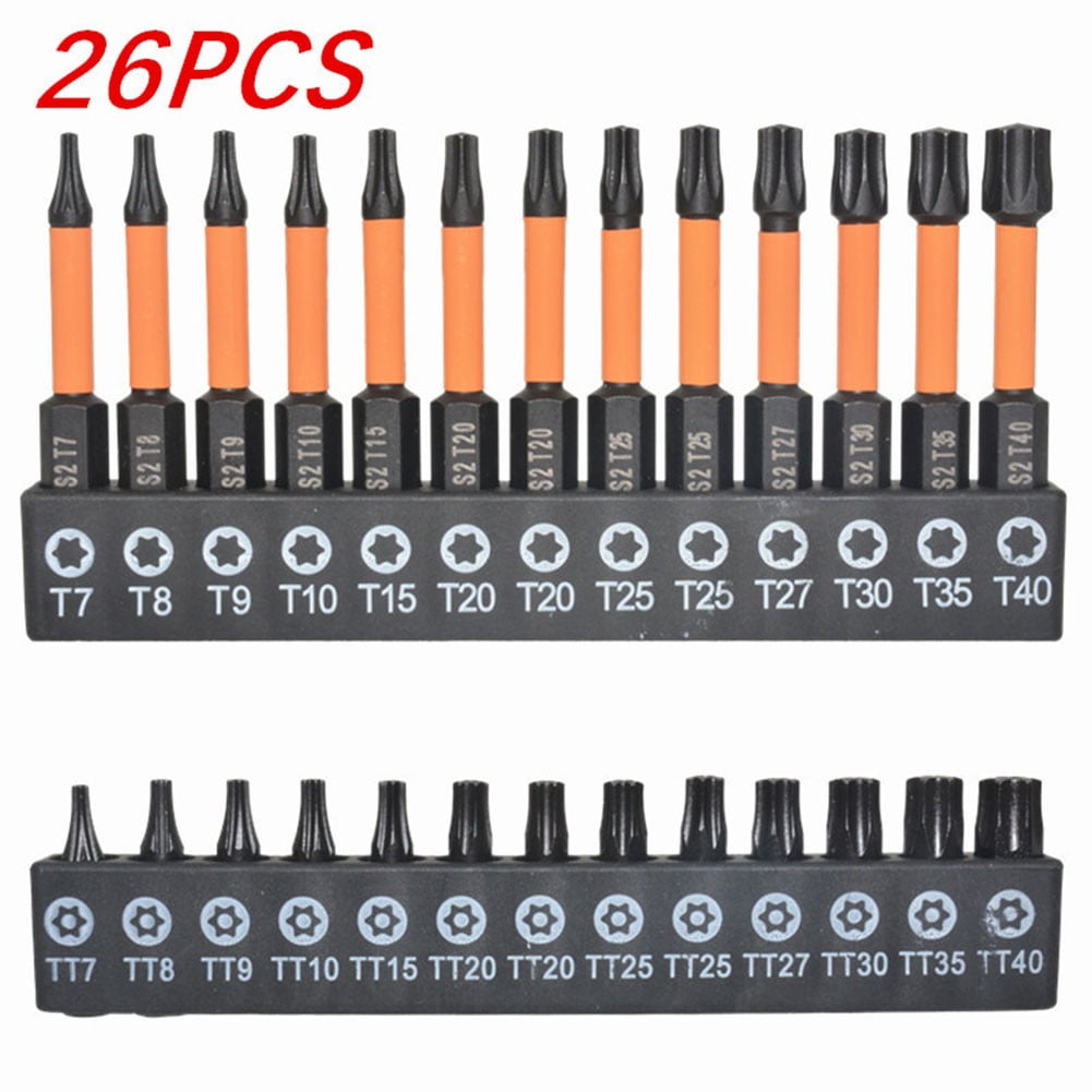 26pcs Torx Screwdriver Bits Set Star Plum Solid Screwdriver Bit Tamper ...