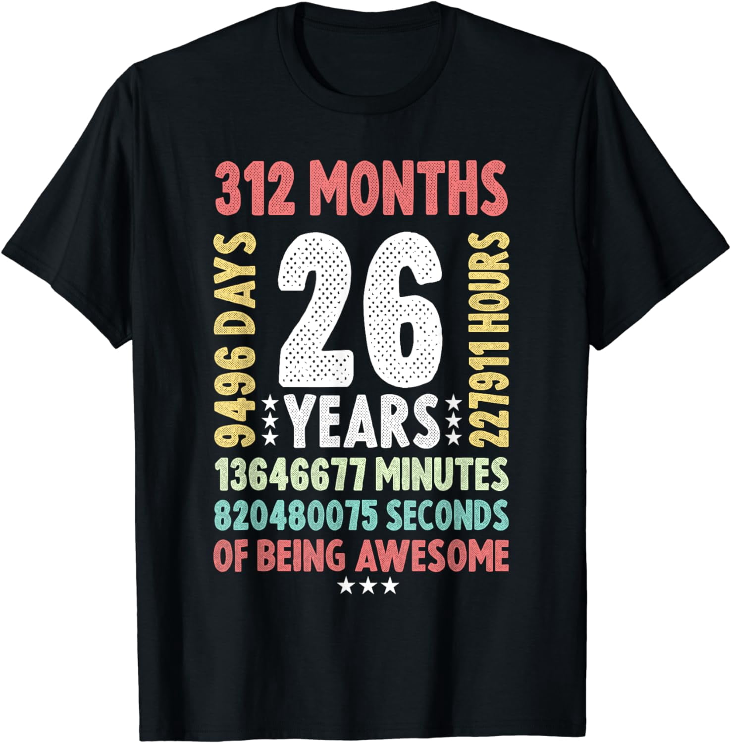 26th Birthday 26 Years Old Vintage Retro - 26 yr old T-Shirt - Walmart.com
