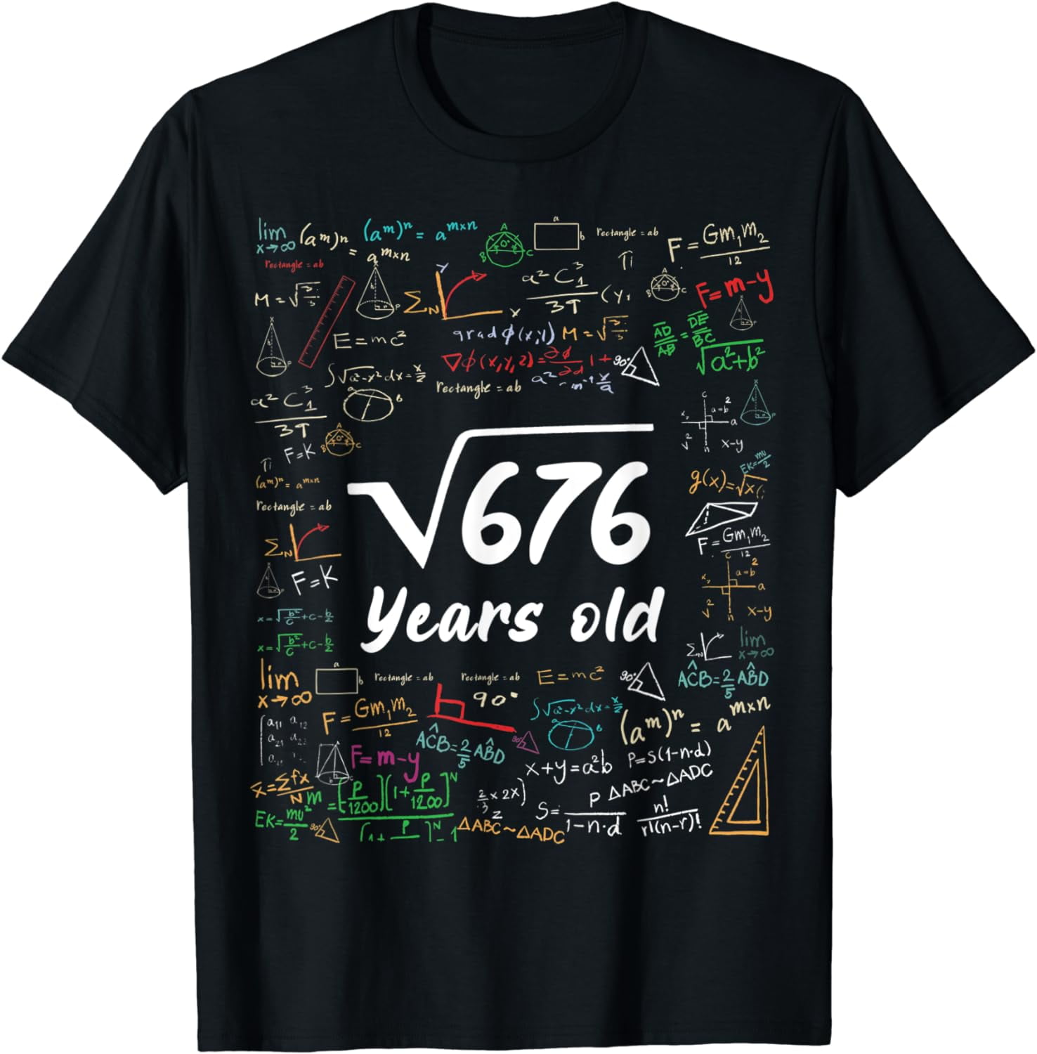 26th Years for him & her 26 math birthday Square Root Of 676 T-Shirt ...