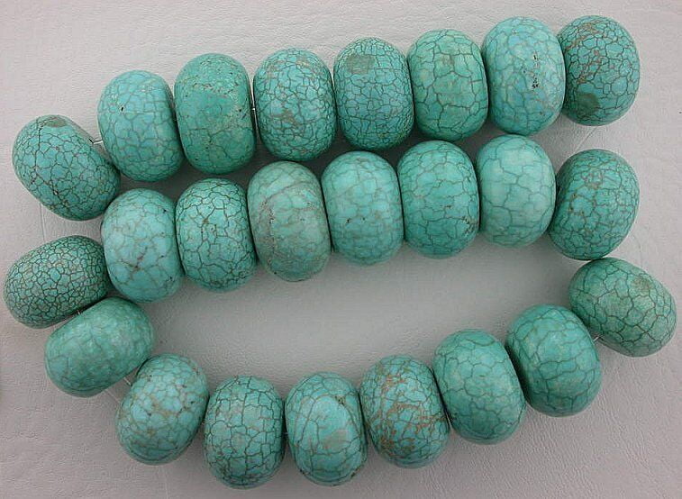 26x17 Rondelle Blue Matrix Magnesite Turquoise Bead 15" Gem Stone ...