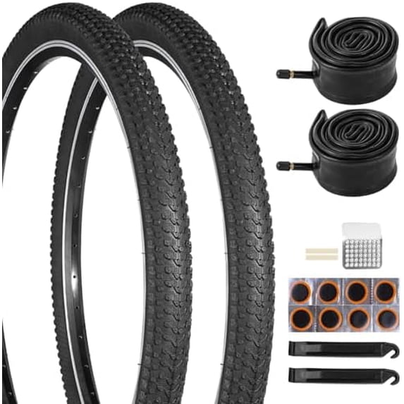 26x2.125 Bicycle Tire Tube Set, 2 Pack 26 Inch Mountain Bike Tires with Repair Tool Kit, 26 x 2. ...