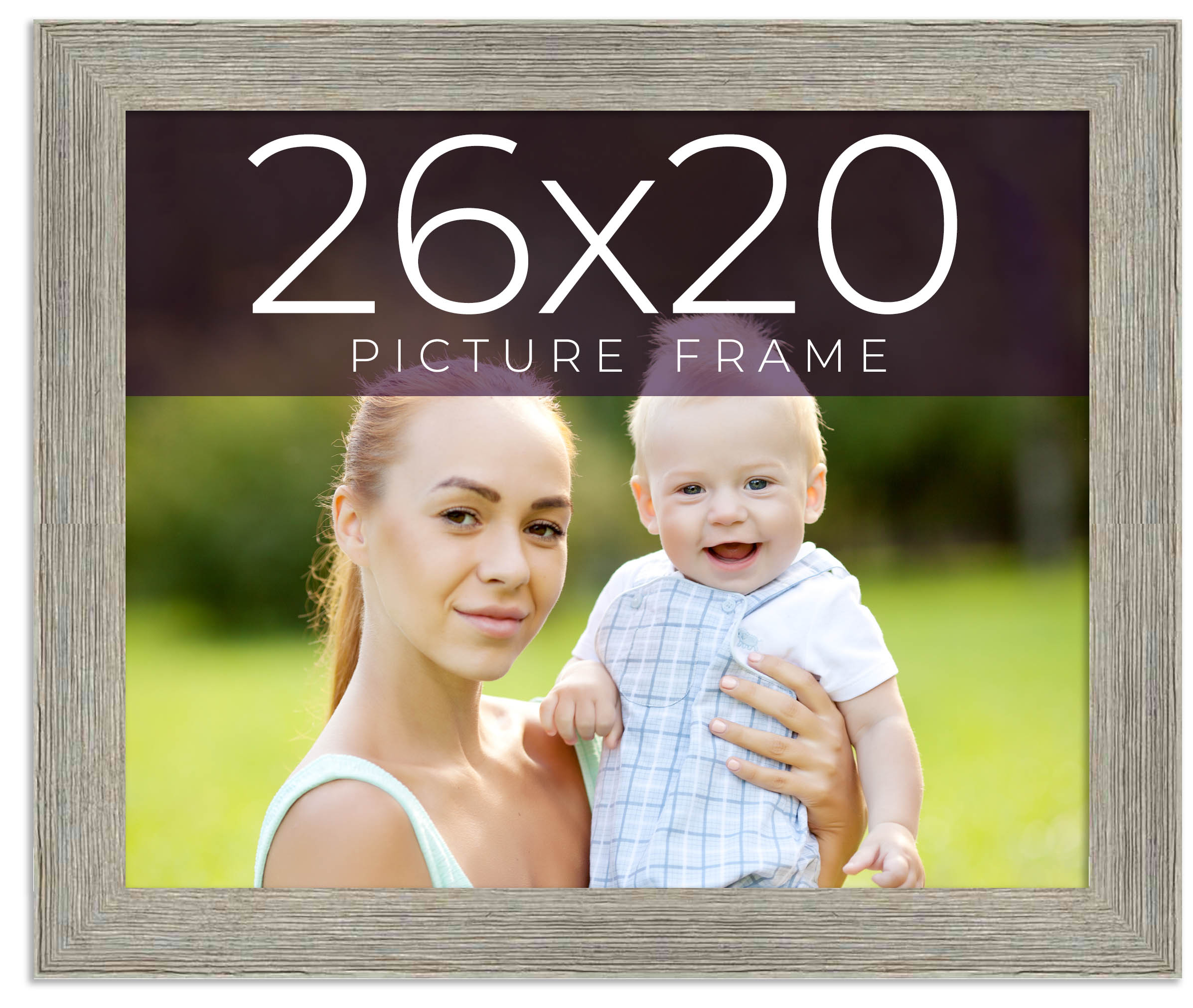 26x20 Frame Grey Real Wood Picture Frame Width 1.5 Inches | Interior ...