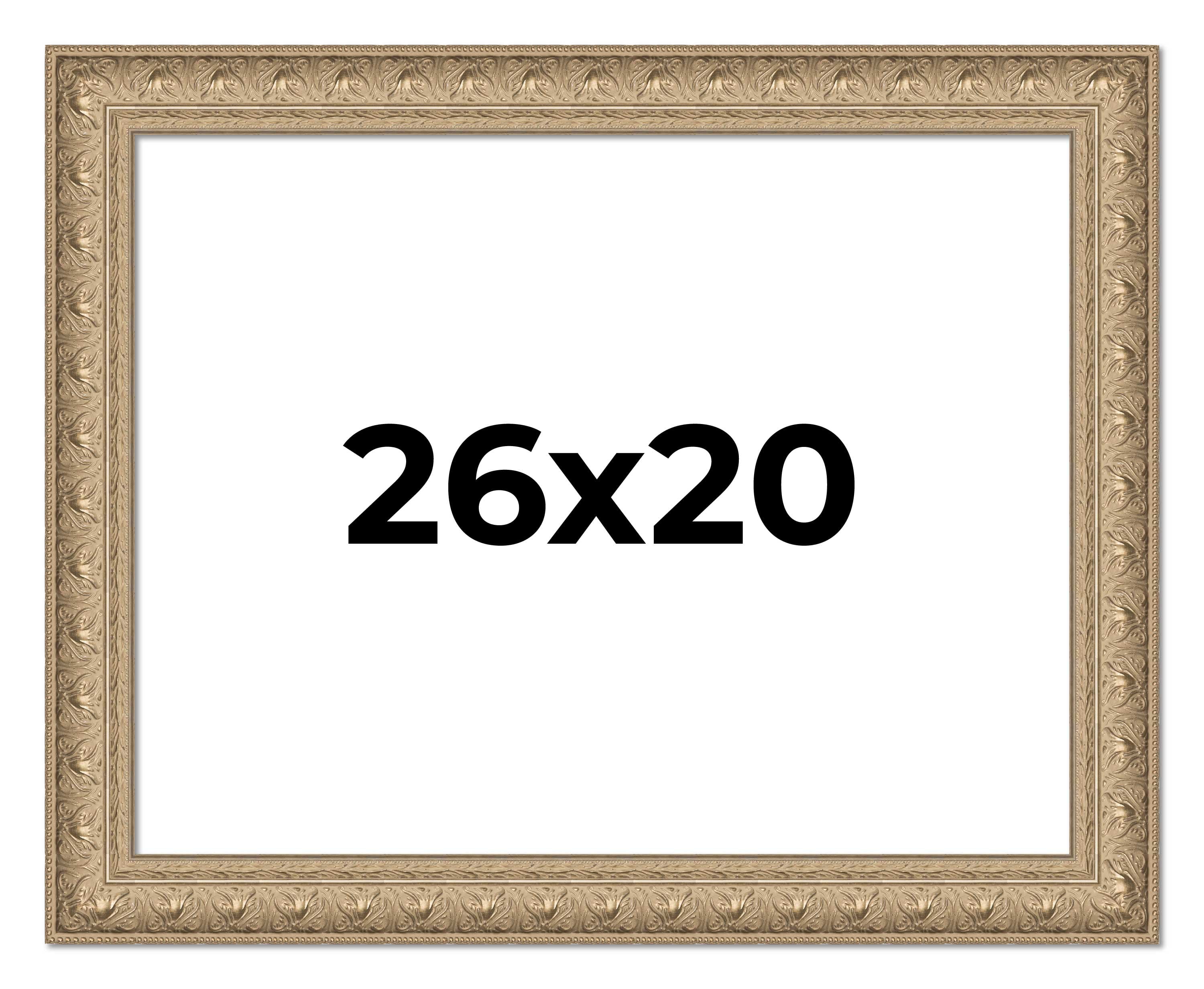 26x20 Frame Ornate Silver Beaded Solid Wood Picture Frame Width 2.5 ...