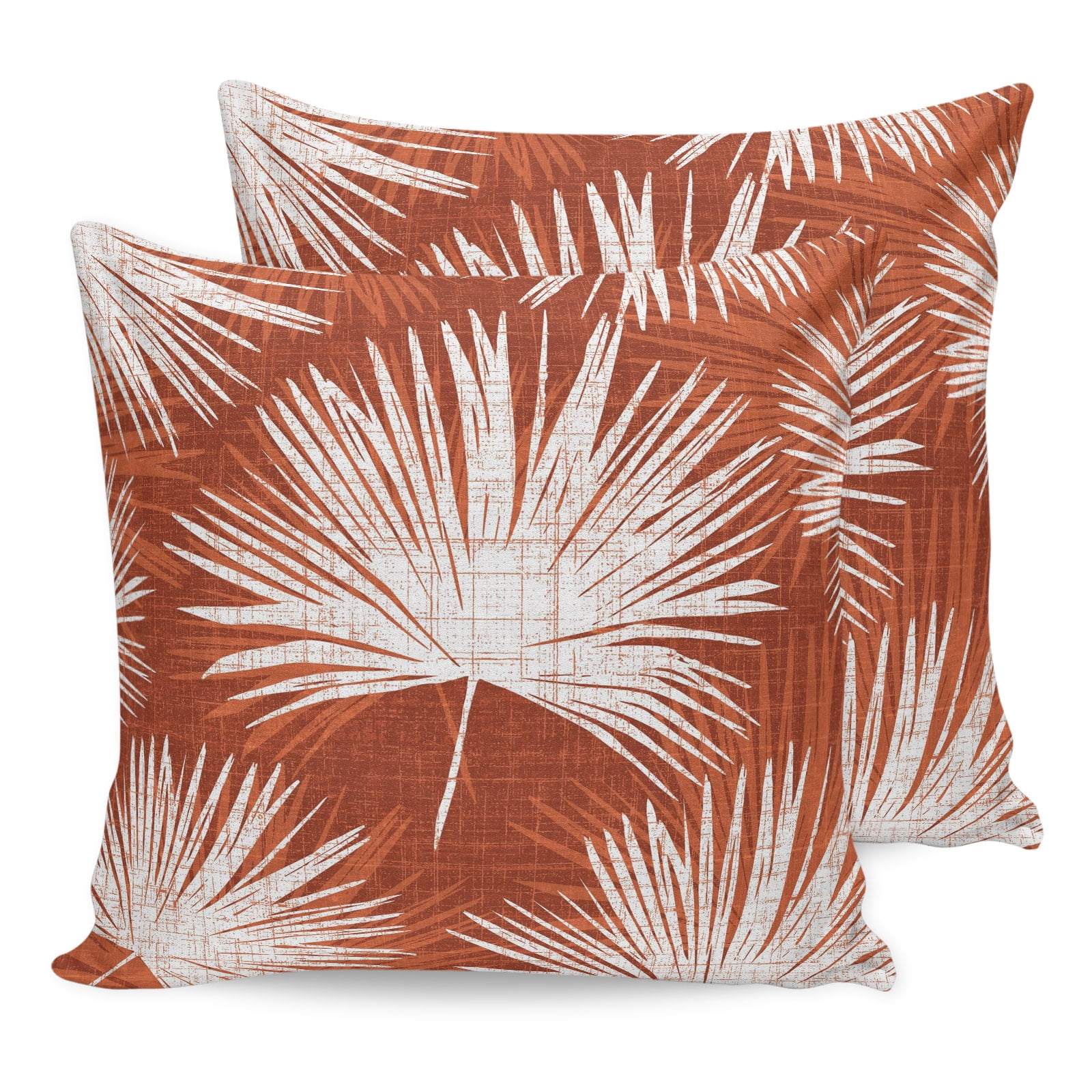26x26 Pillow Covers Set of 2, Burnt Orange Palm Leaves Square Throw ...