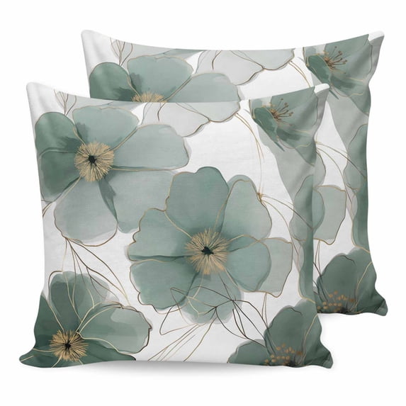 26x26 Pillow Covers Set of 2, Green Tulip Flowers Square Throw Pillow ...