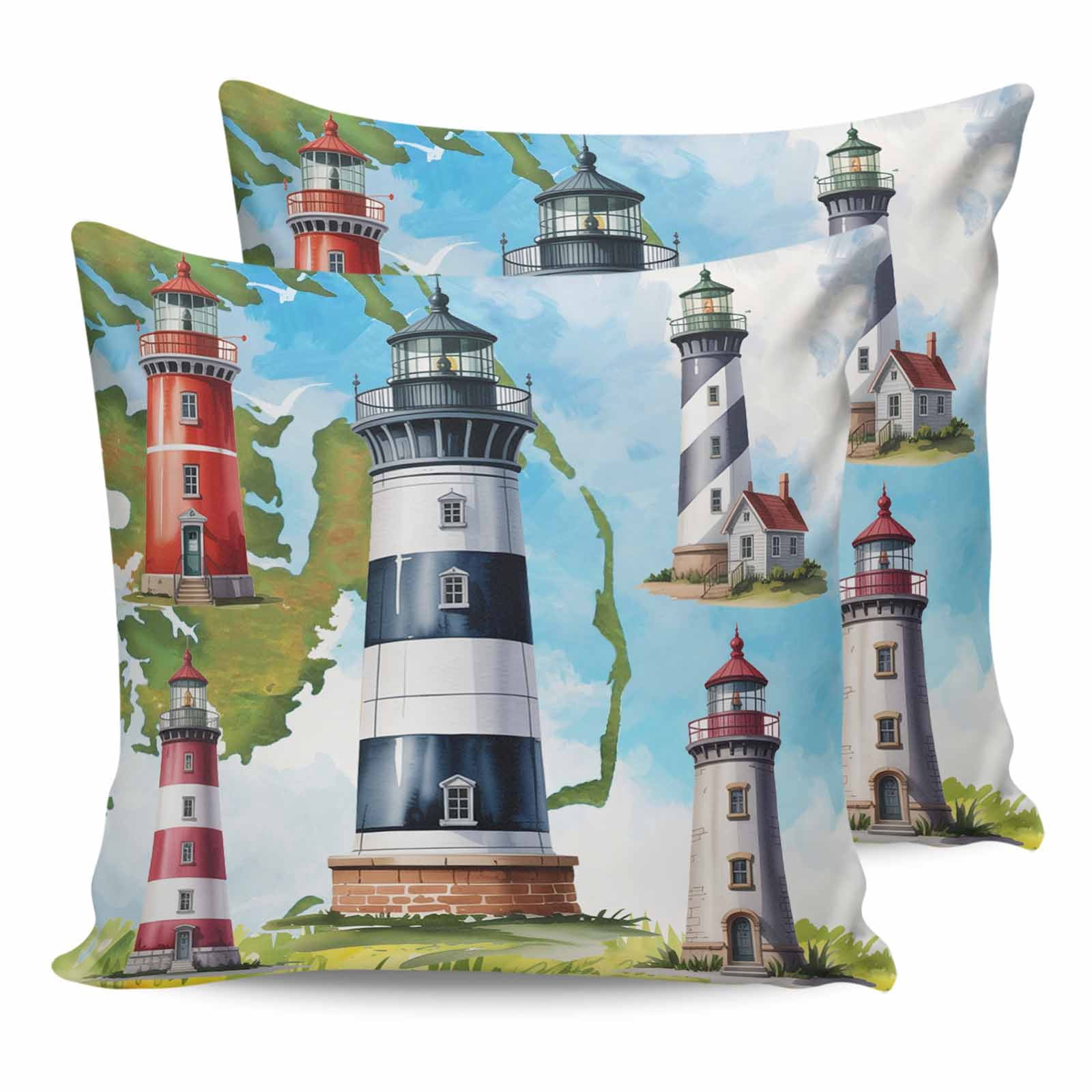 26x26 Pillow Covers Set of 2, Lighthouse Throw Pillow Covers Decorative ...