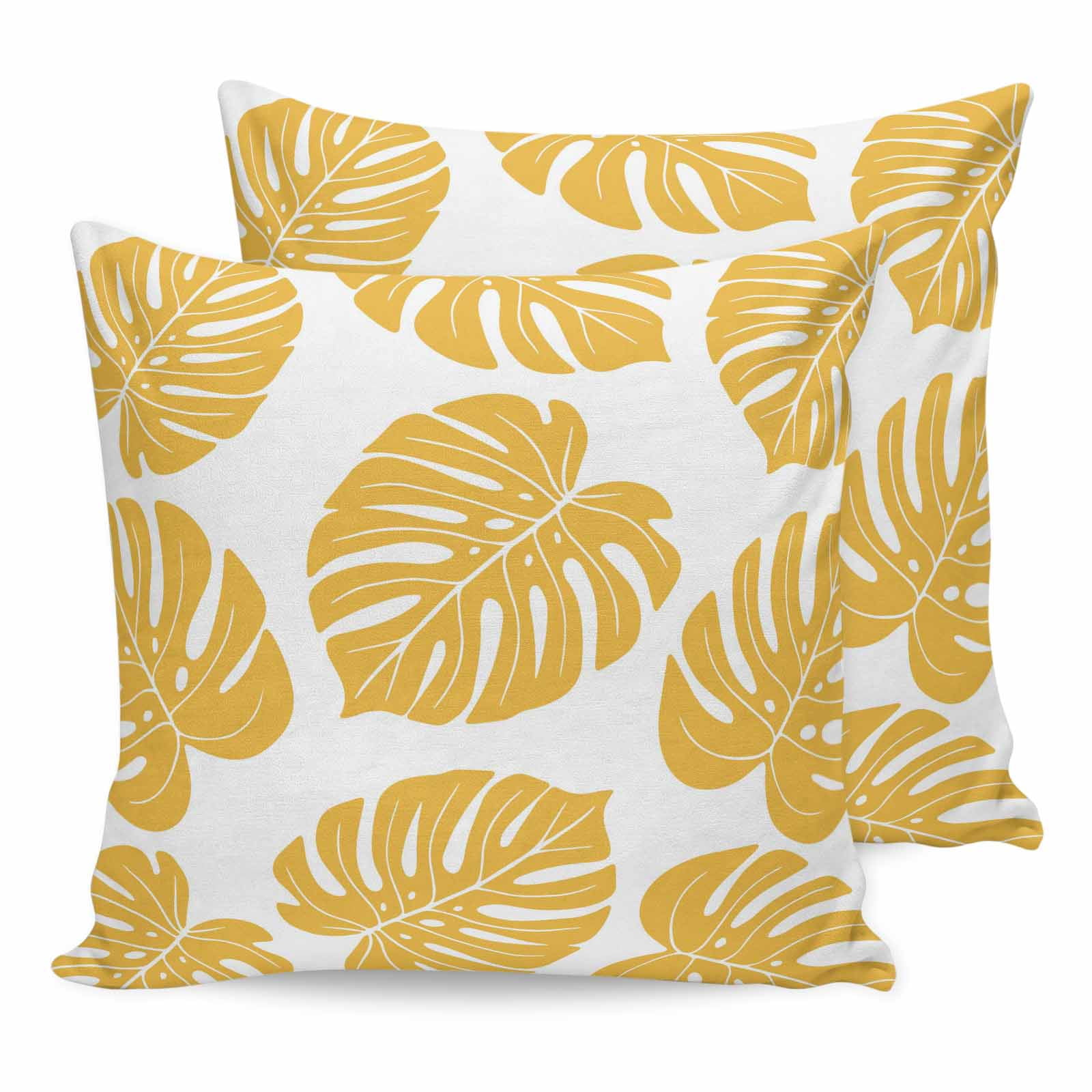 26x26 Pillow Covers Set of 2, Yellow Monstera Leaf Square Throw Pillow ...