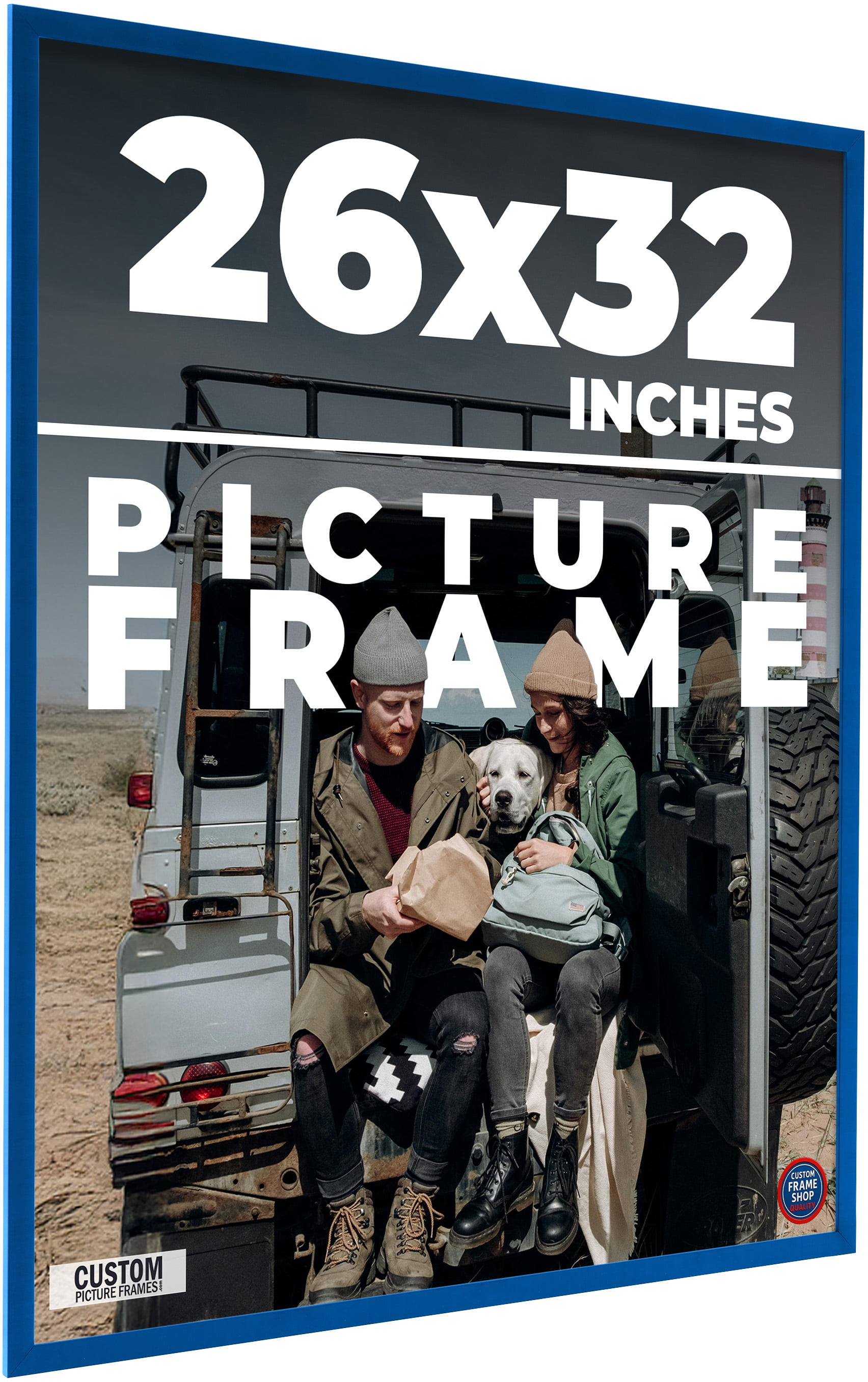 26x32 Classic Modern Blue Picture Frame - UV Acrylic, Foam Board ...