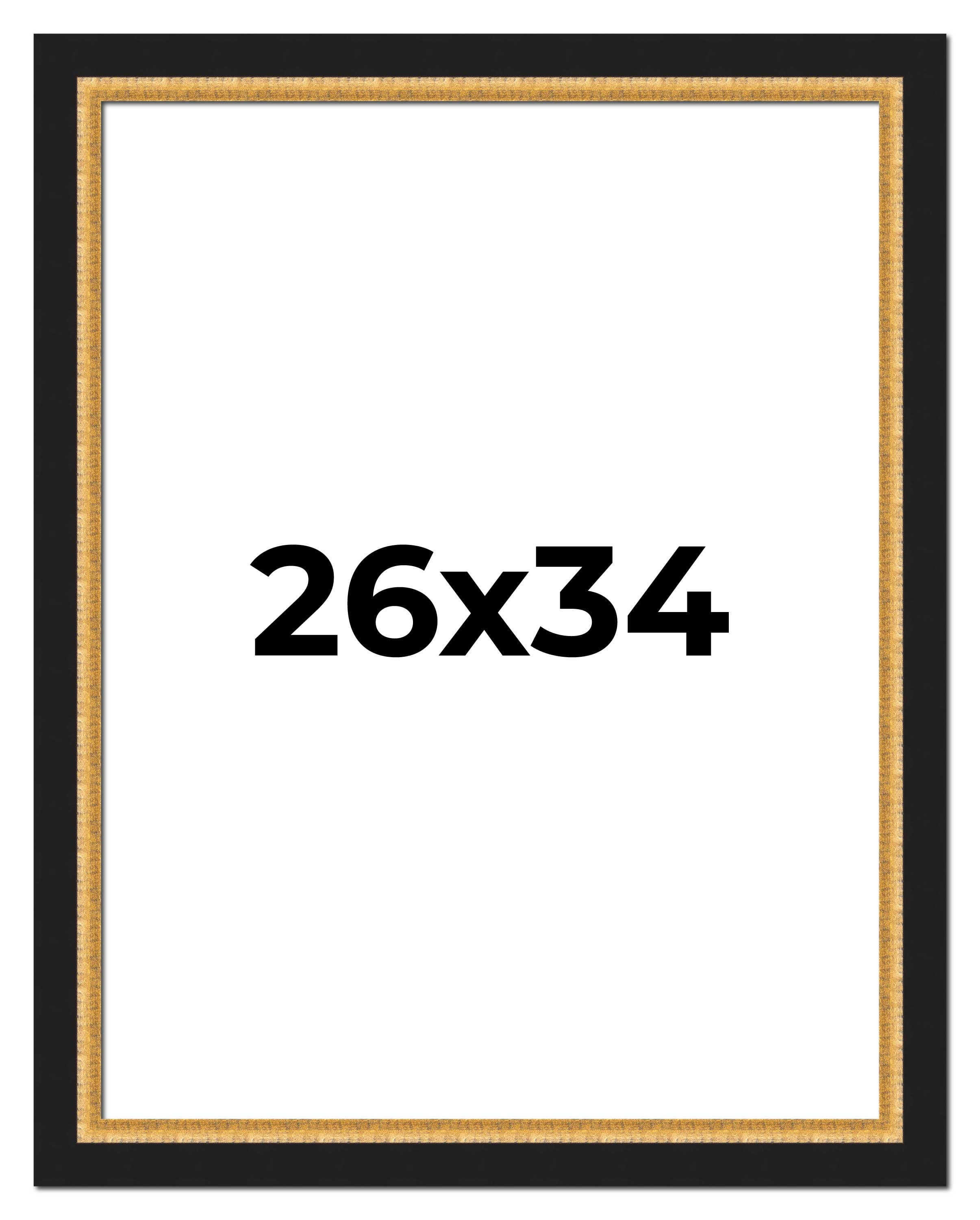26x34 Frame Gold Real Wood Picture Frame Width 2.25 Inches | Interior ...