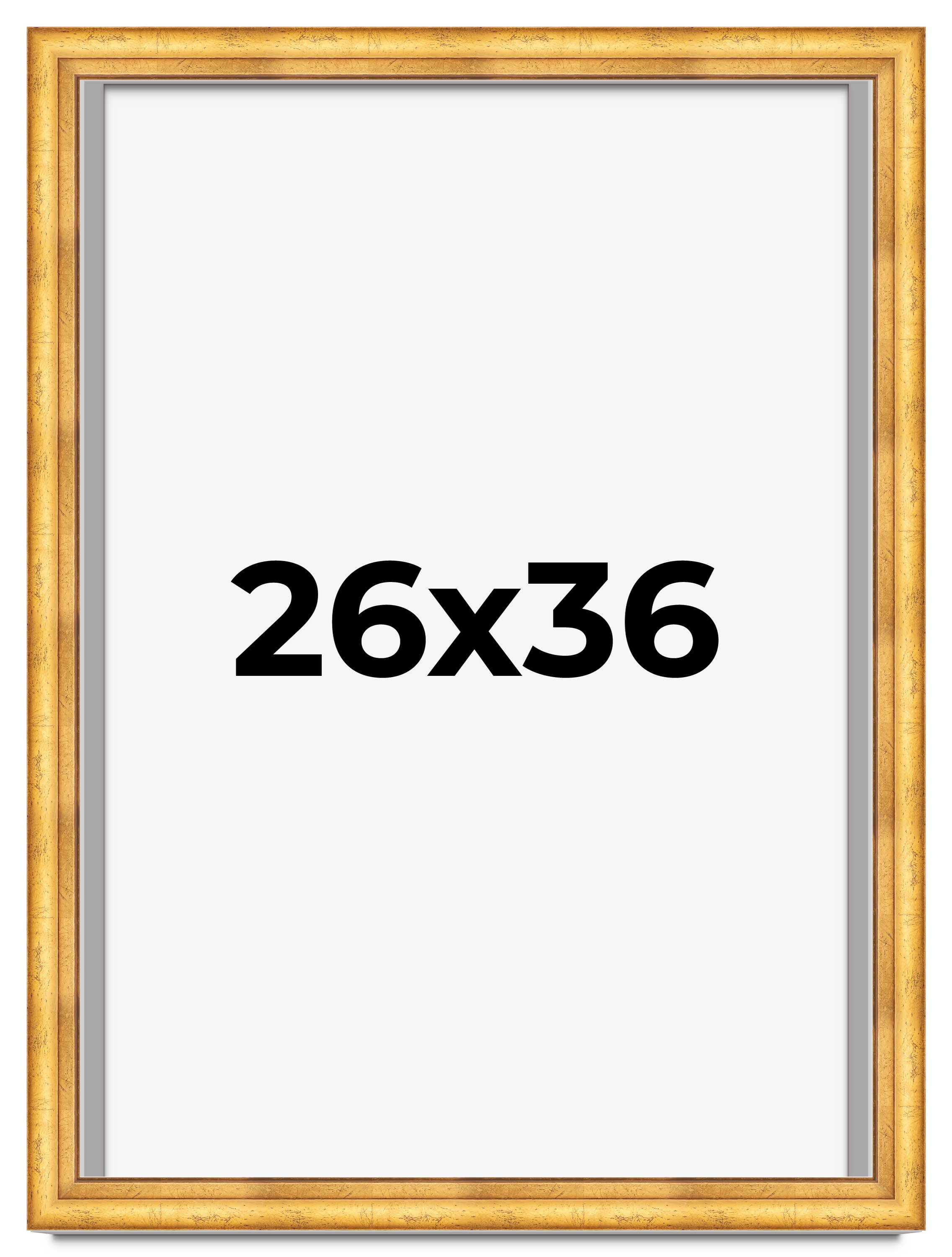26x36 Shadow Box Frame Gold | 1.75 Inches Deep Real Wood Traditional ...