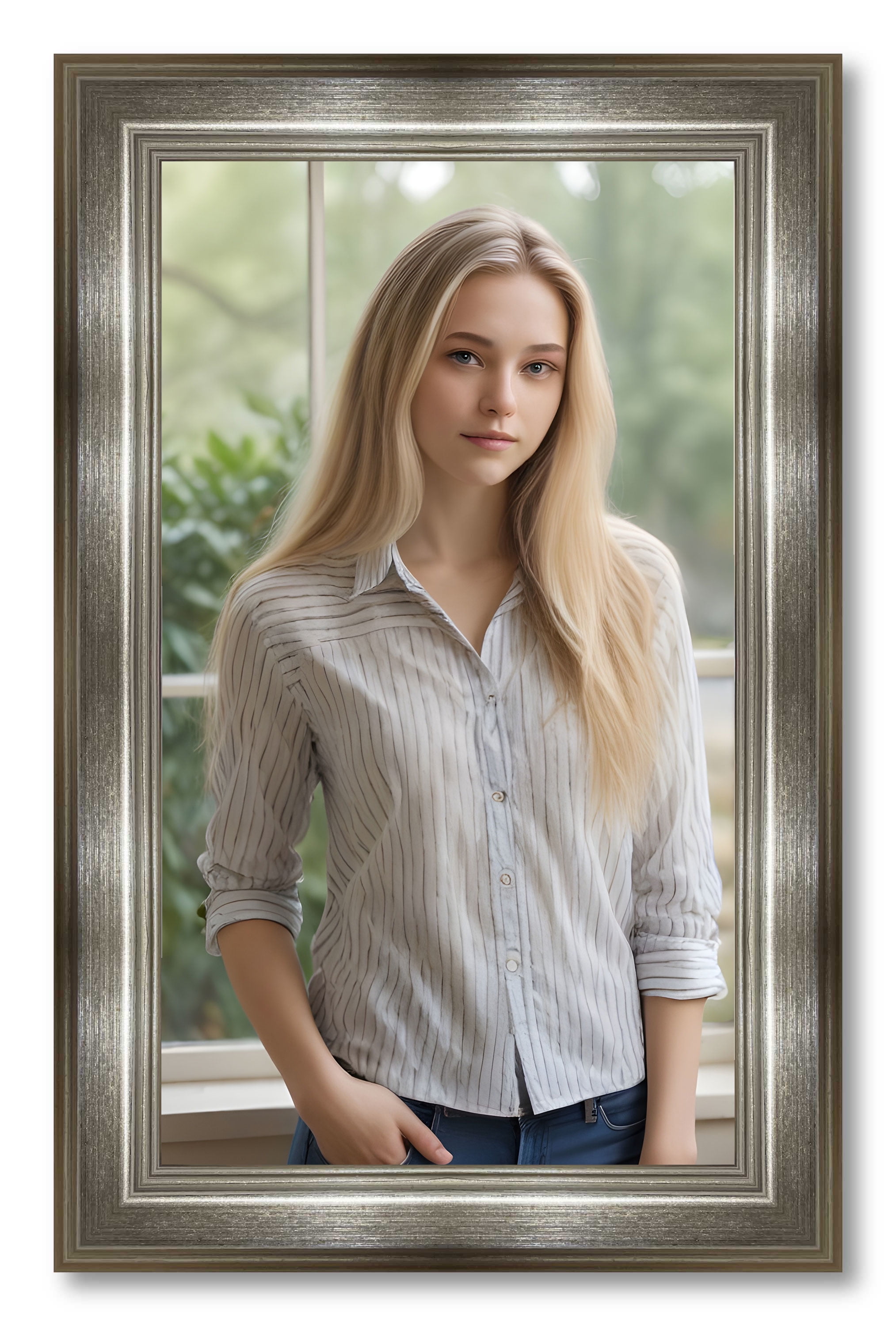 10x13 Classic Modern Silver Picture Frame - UV Acrylic, Foam Board ...