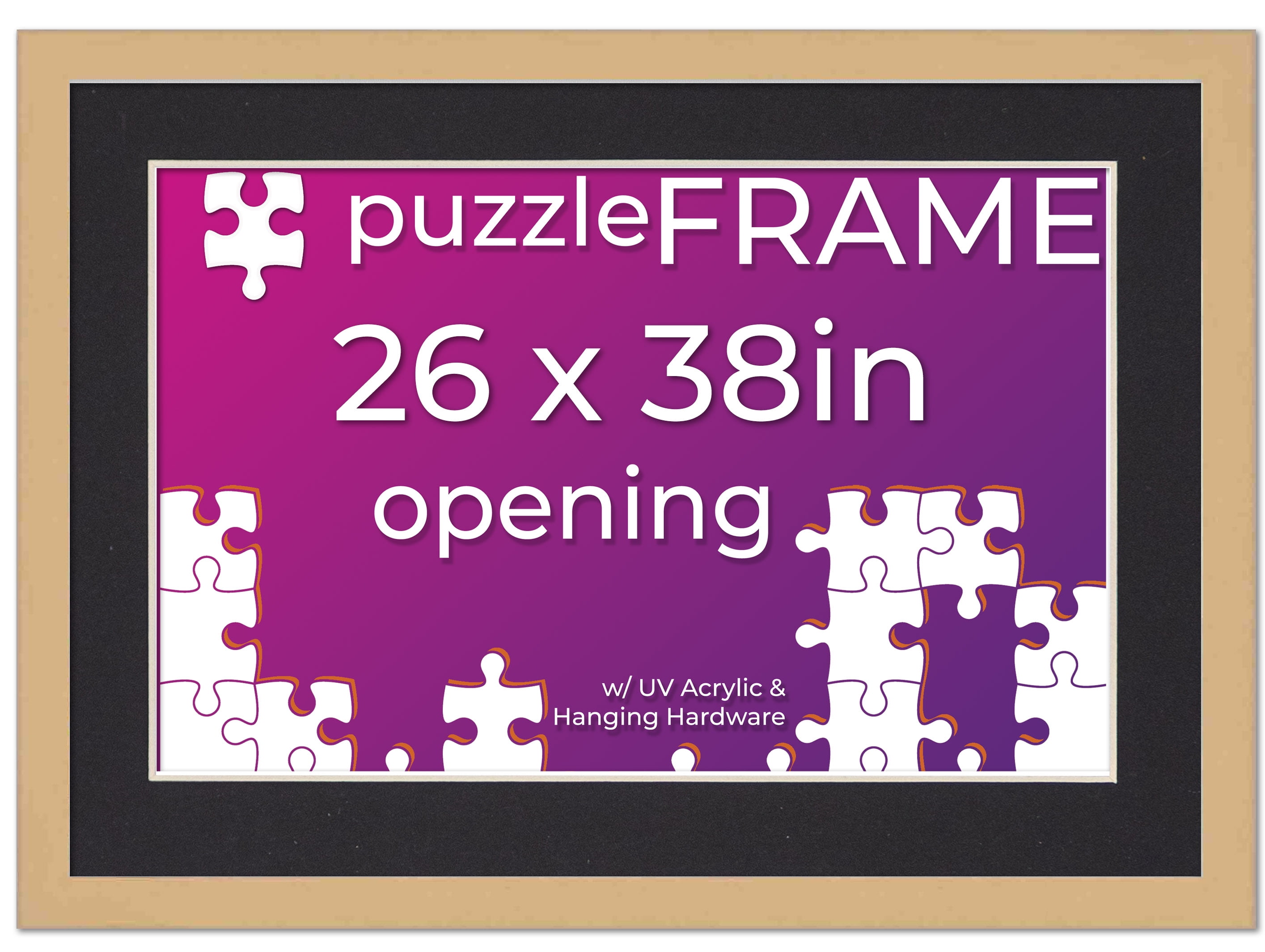 26x38 Jigsaw Puzzle Frame Kit - Kit Includes Puzzle Glue Sheets, Brown ...
