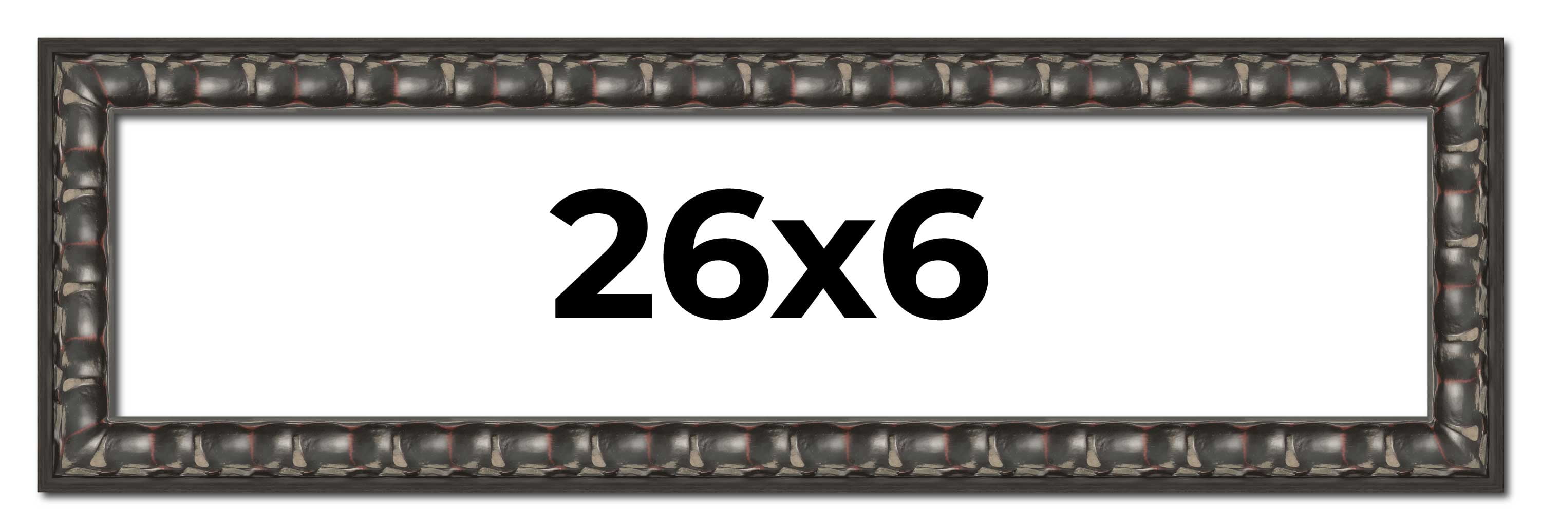 26x6 Frame Black-Brown Medieval Solid Wood Picture Frame | 1.5 Inch ...